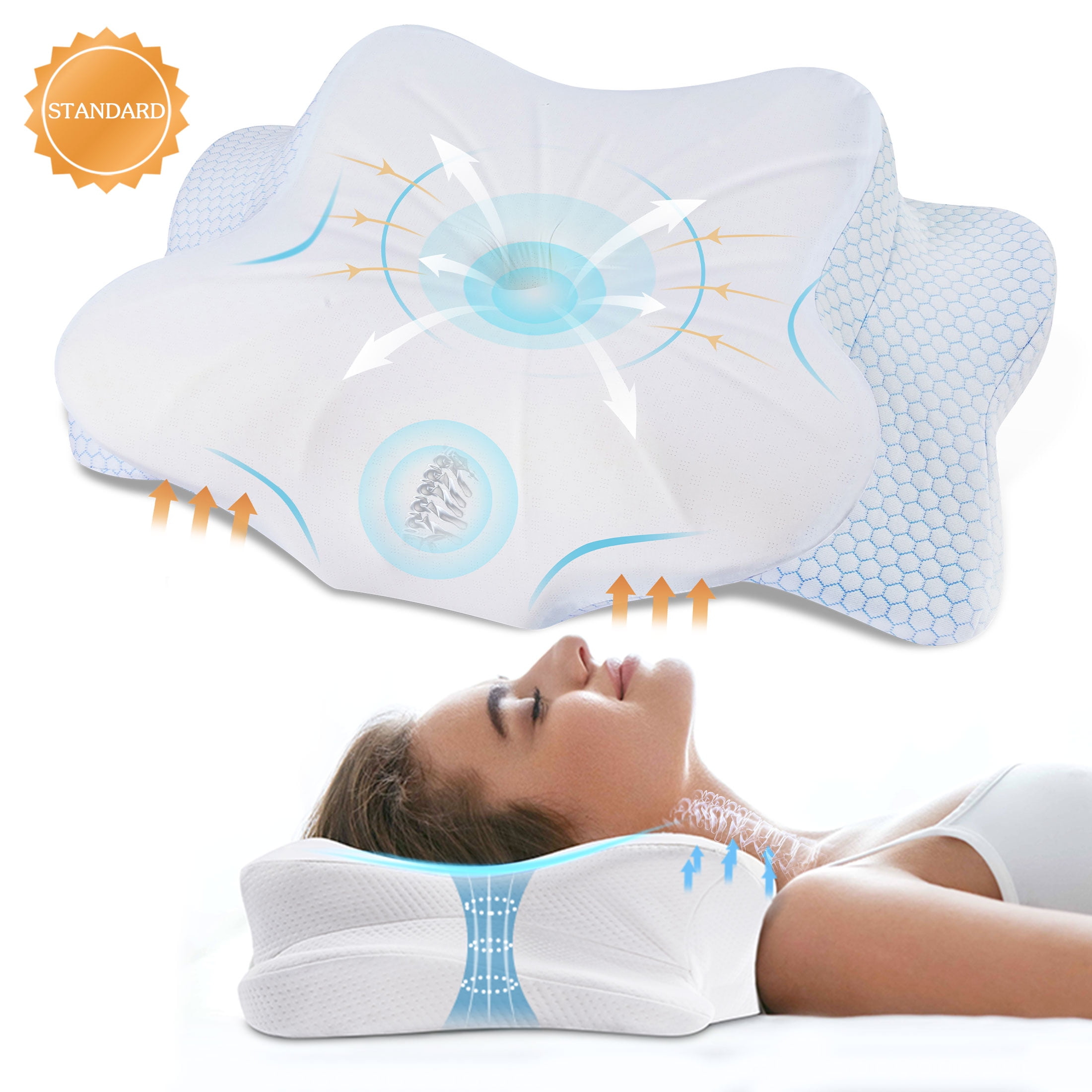 DONAMA Orthopedic Pillow for Neck Pain Relief,Cervical Travel Pillow ...