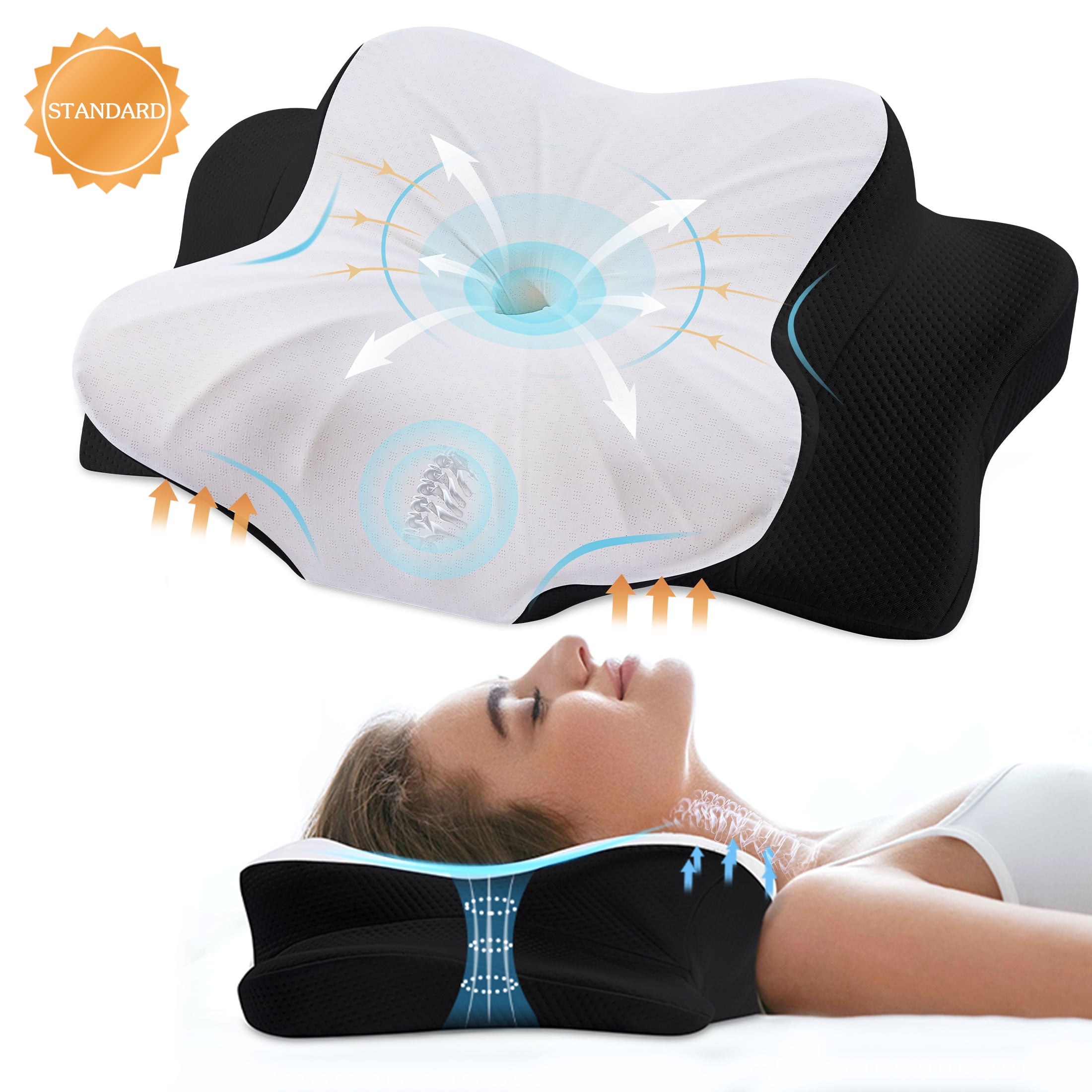 DONAMA Orthopedic Pillow for Neck Pain Relief,Cervical Travel Pillow ...