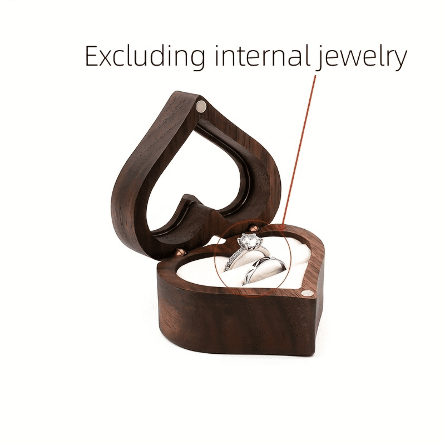 DONGGTG Elegant Heart-shaped Walnut Wood Ring Box for Proposal and ...