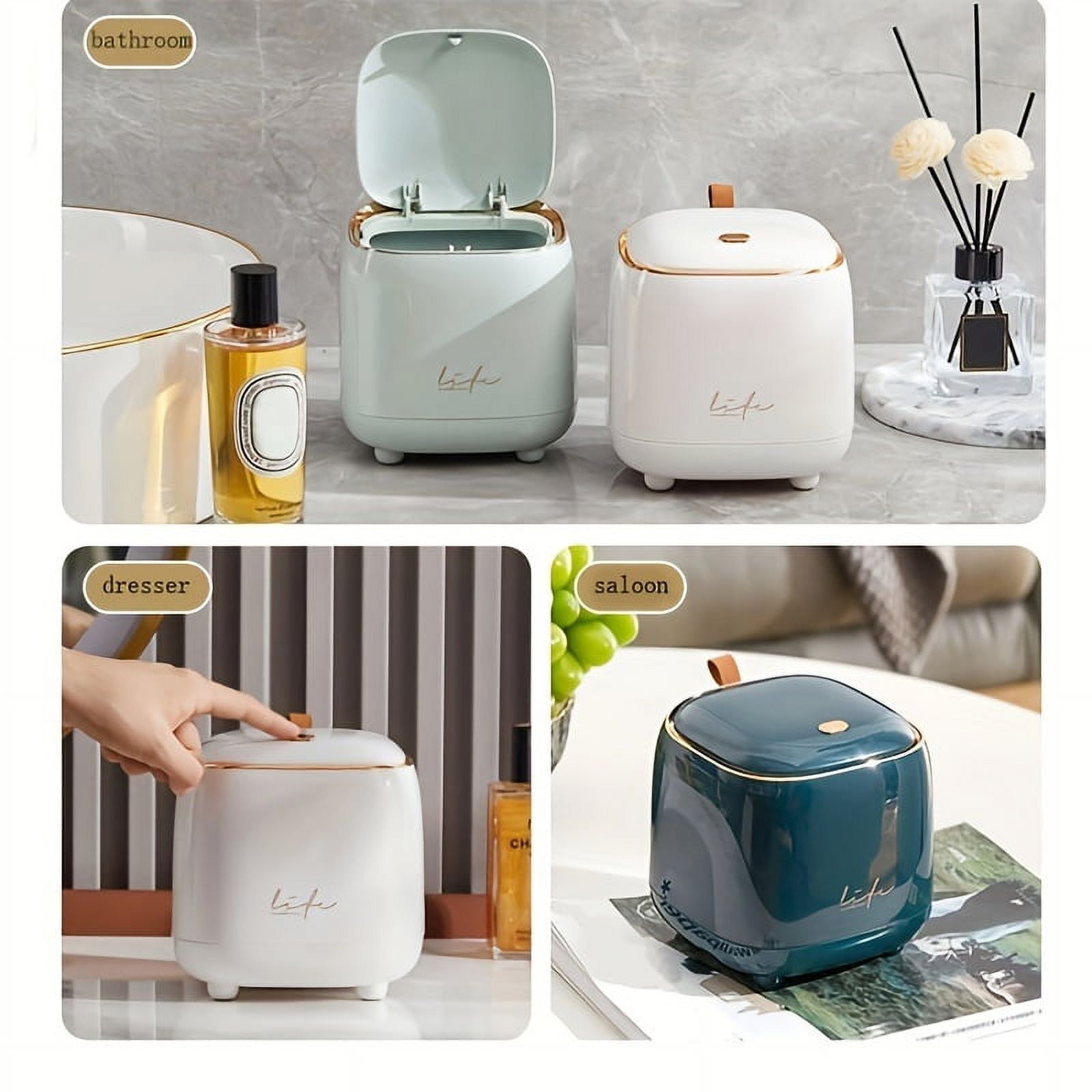 DONGGTGDZ Compact Mini Desktop Trash Can with Convenient Lid - Ideal ...