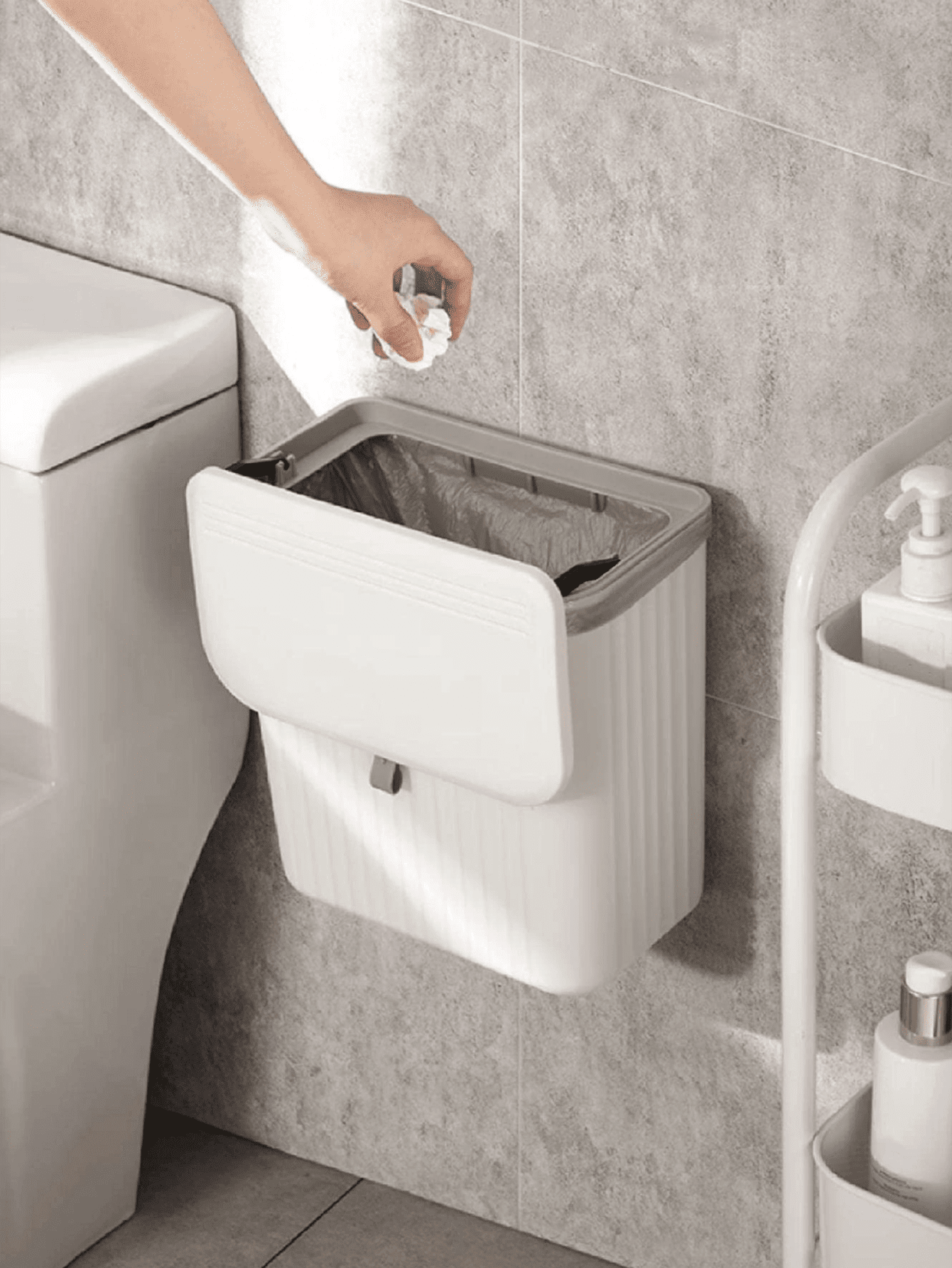 DONGGUANTG 1pc Wall Mounted Waste Bin Two Ways To Install Sleek Wall ...