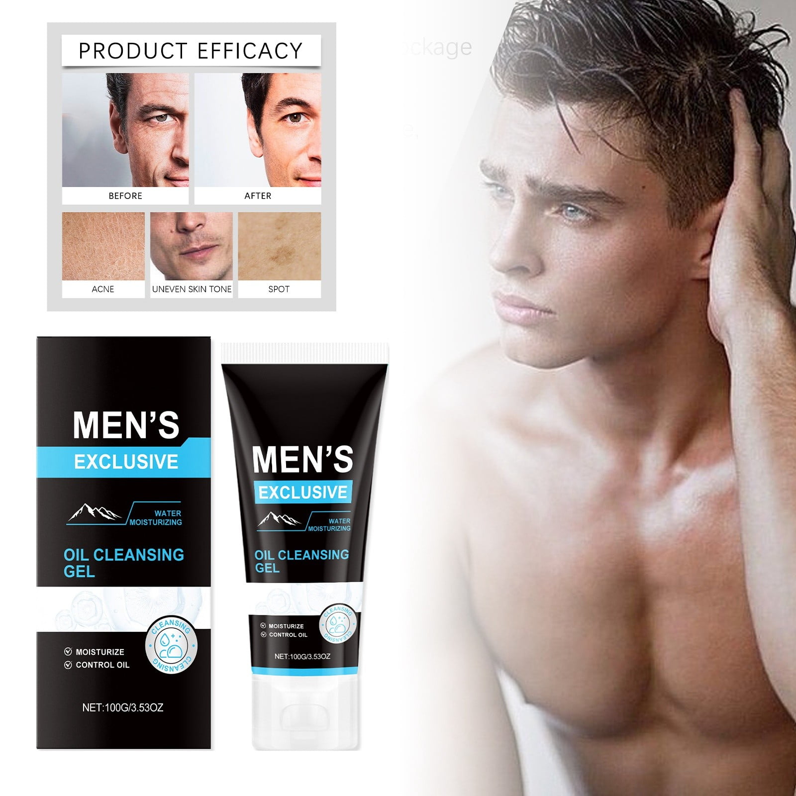 DONGGWTS Men's Oil Control Cleansing Gel Gentle Clean Of Tight ...