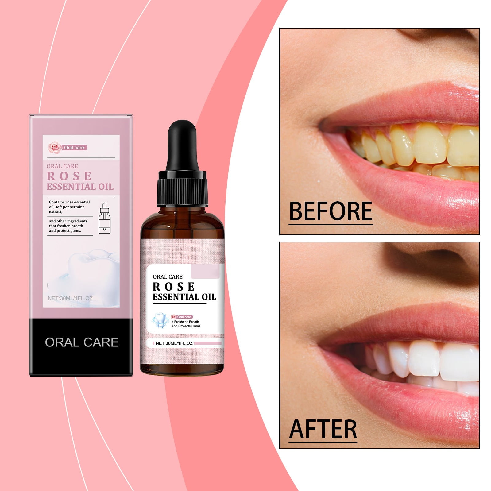 Donggwts Oral Rose Mouthwash Gingival Care Fresh Breath Clean Teeth Oral Care Clean Breath 30ml