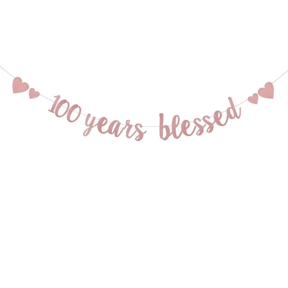 DONGLYJL Glitter Rose Gold DHF10 100 Years Blessed Banner, Pre-Strung ...