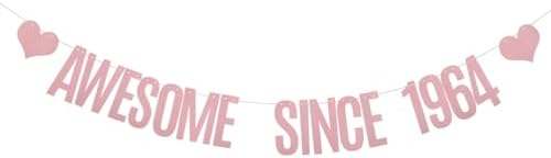 DONGLYJL Rose Gold Glitter Awesome Since 1964 Banner for 60th Birthday ...