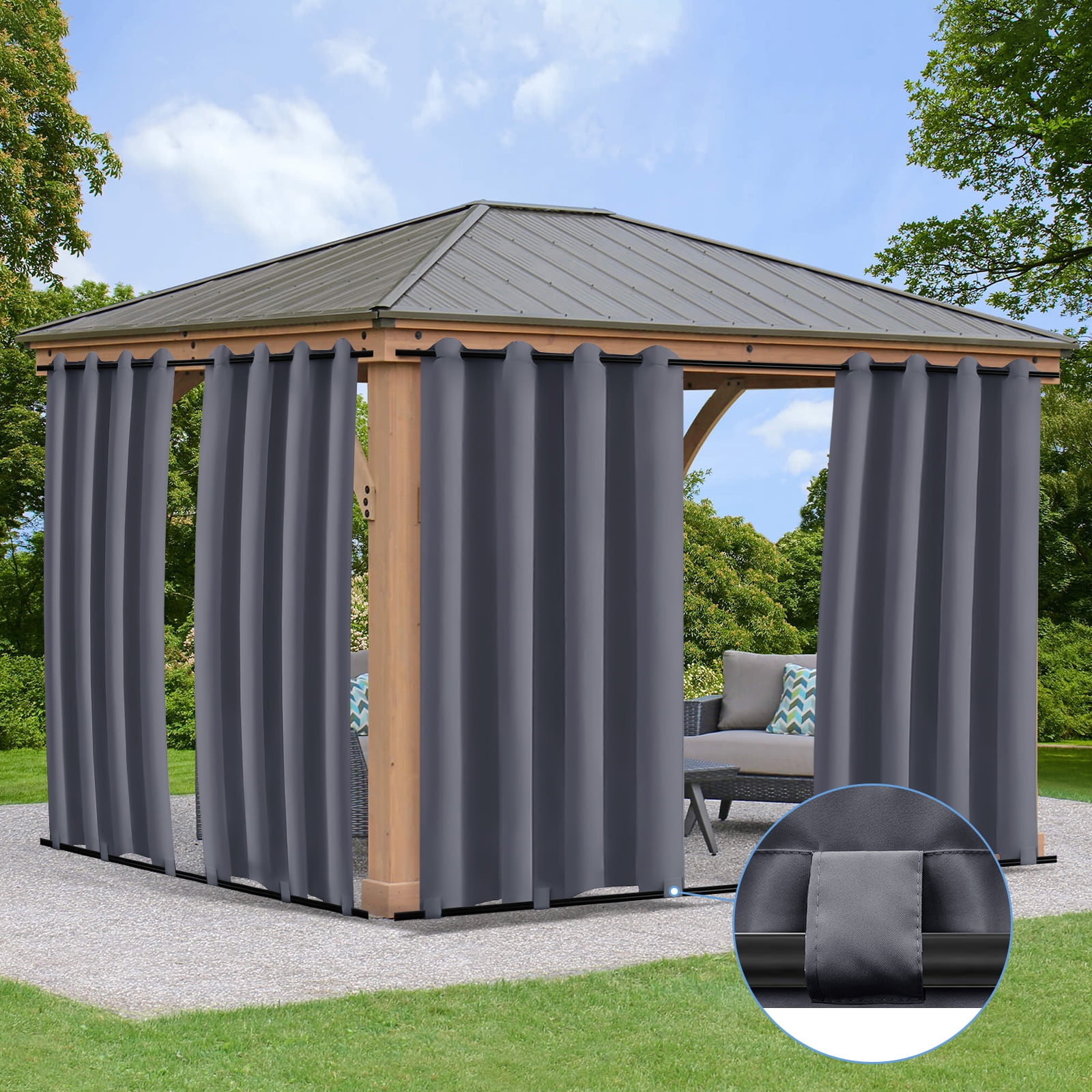 DONGPAI 2 Panles Outdoor Curtains for Patio Waterproof 52x84inch ...