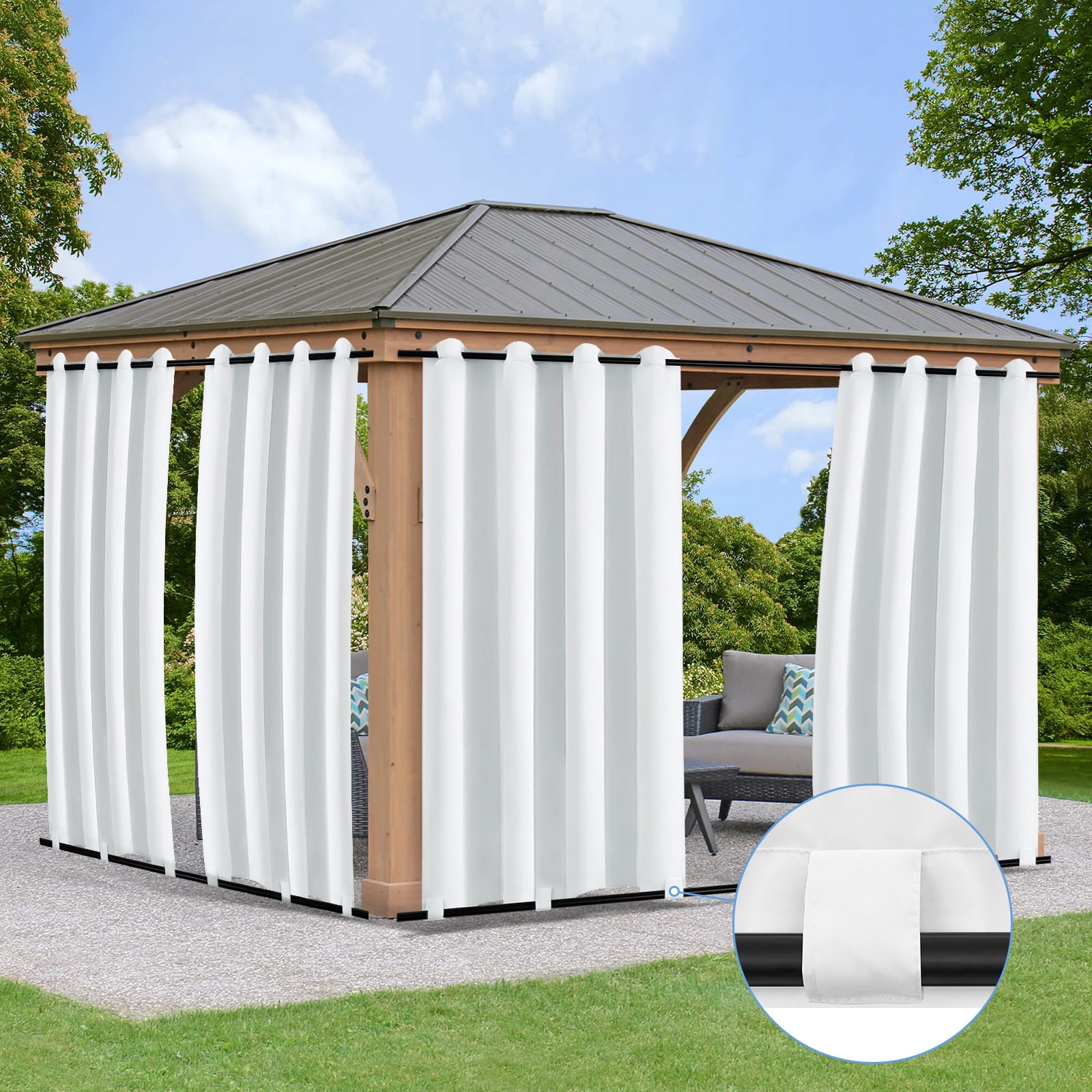 DONGPAI 2 Panles Outdoor Curtains for Patio Waterproof 52x84inch ...