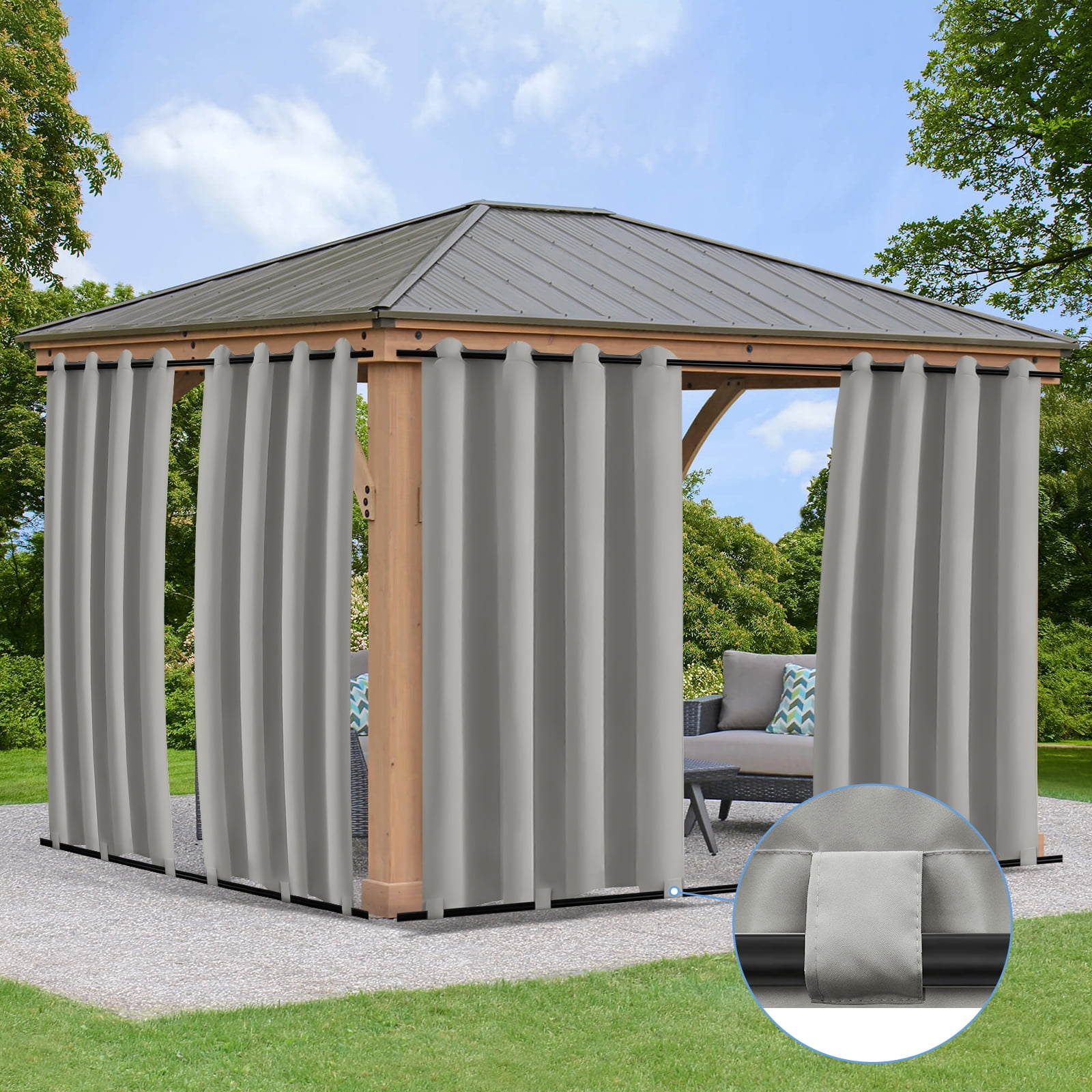 DONGPAI 2 Panles Outdoor Curtains for Patio Waterproof 52x96inch ...