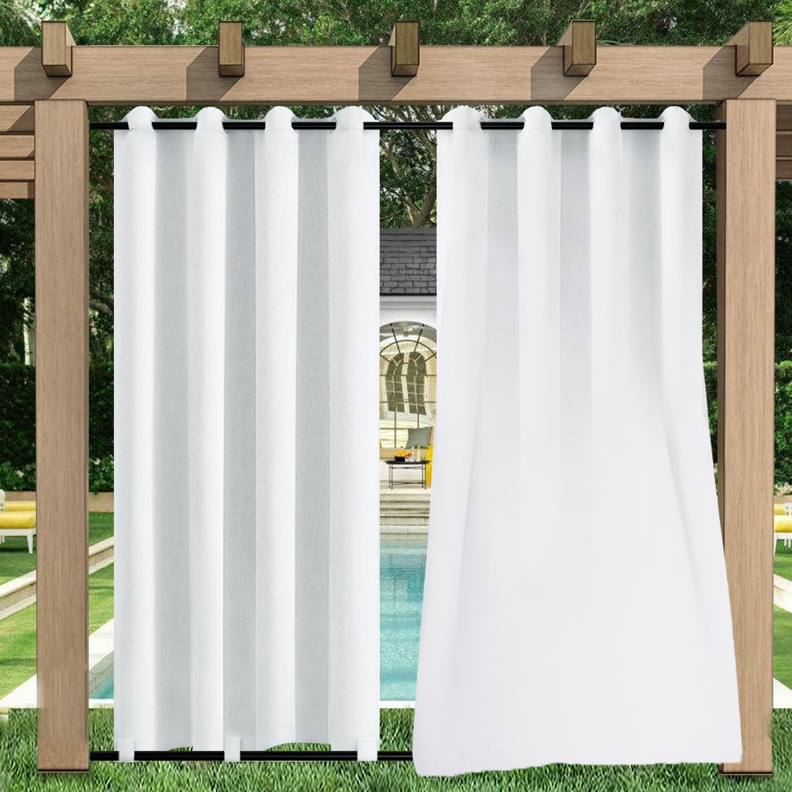 DONGPAI Blackout Outdoor Curtains Waterproof 52x96inch Windproof ...