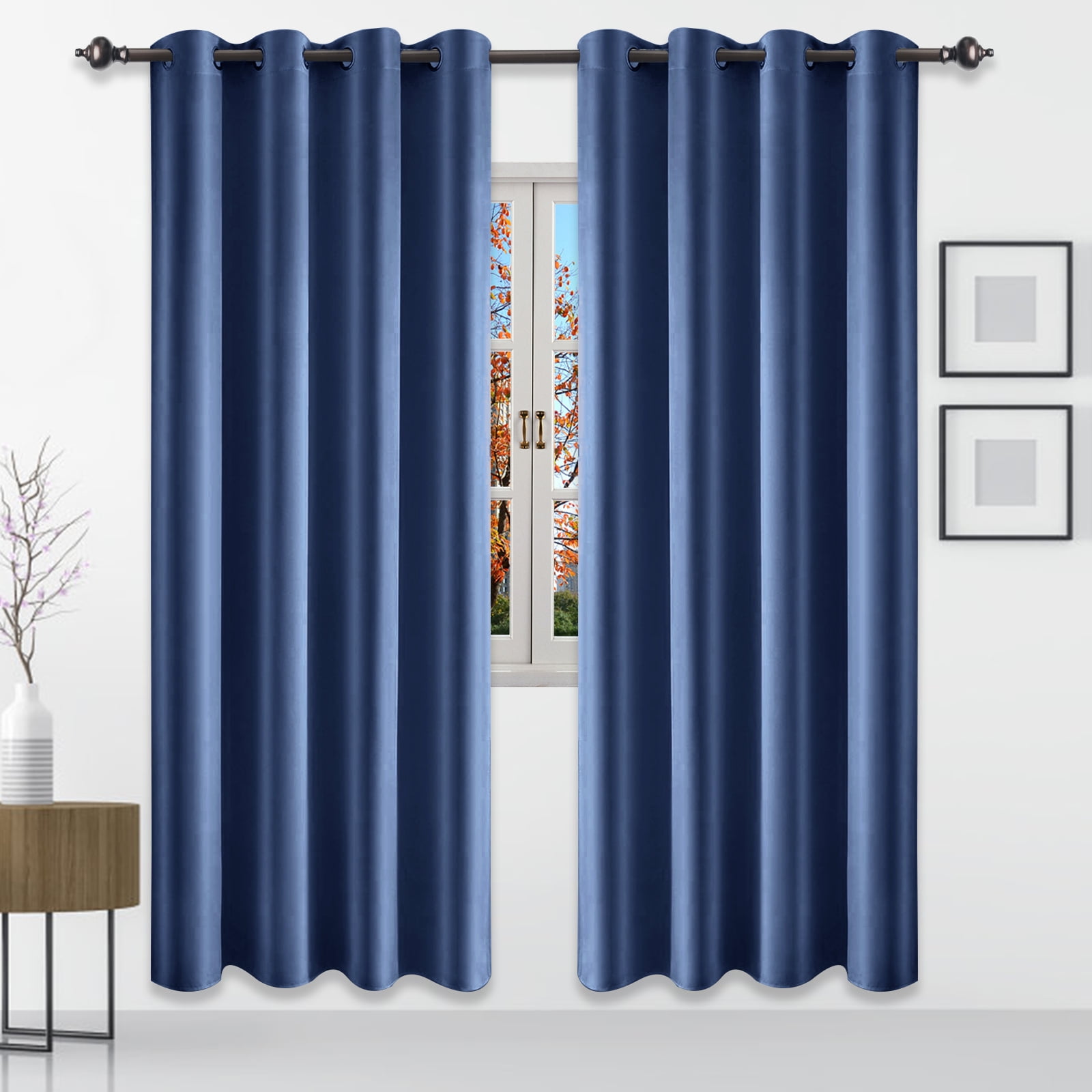 DONGPAI Faux Silk Blackout Curtains, Thermal Insulated Grommet Top Room ...