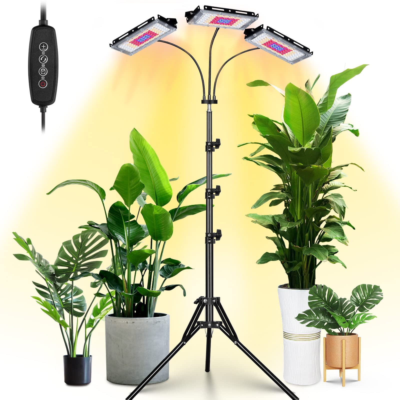 DONGPAI Full Spectrum LED Grow Light with Adjustable Stand, 3H/6H/12H ...