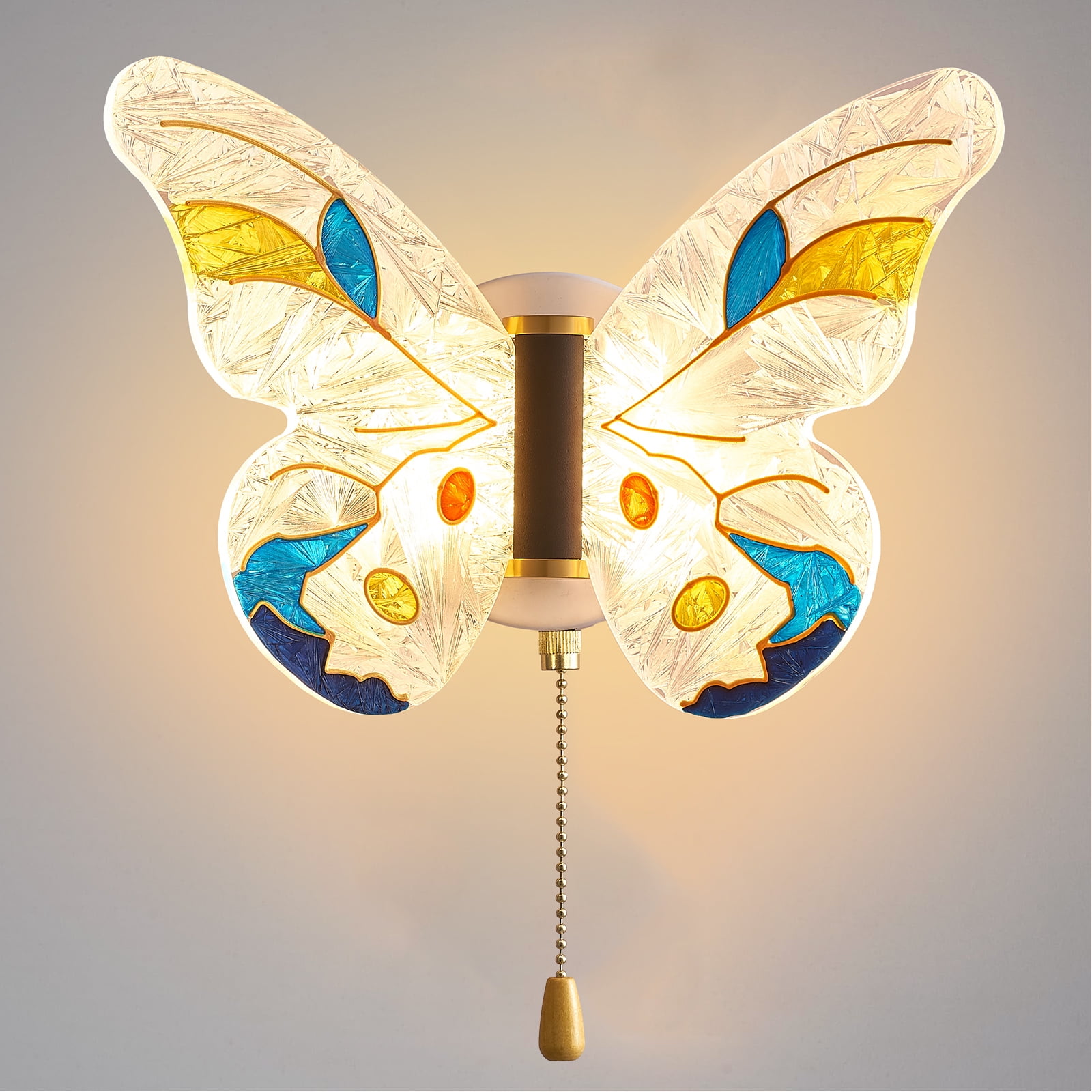 DONGPAI LED Butterfly Wall Light 3 Color Dimmable Wall Sconce with Pull ...