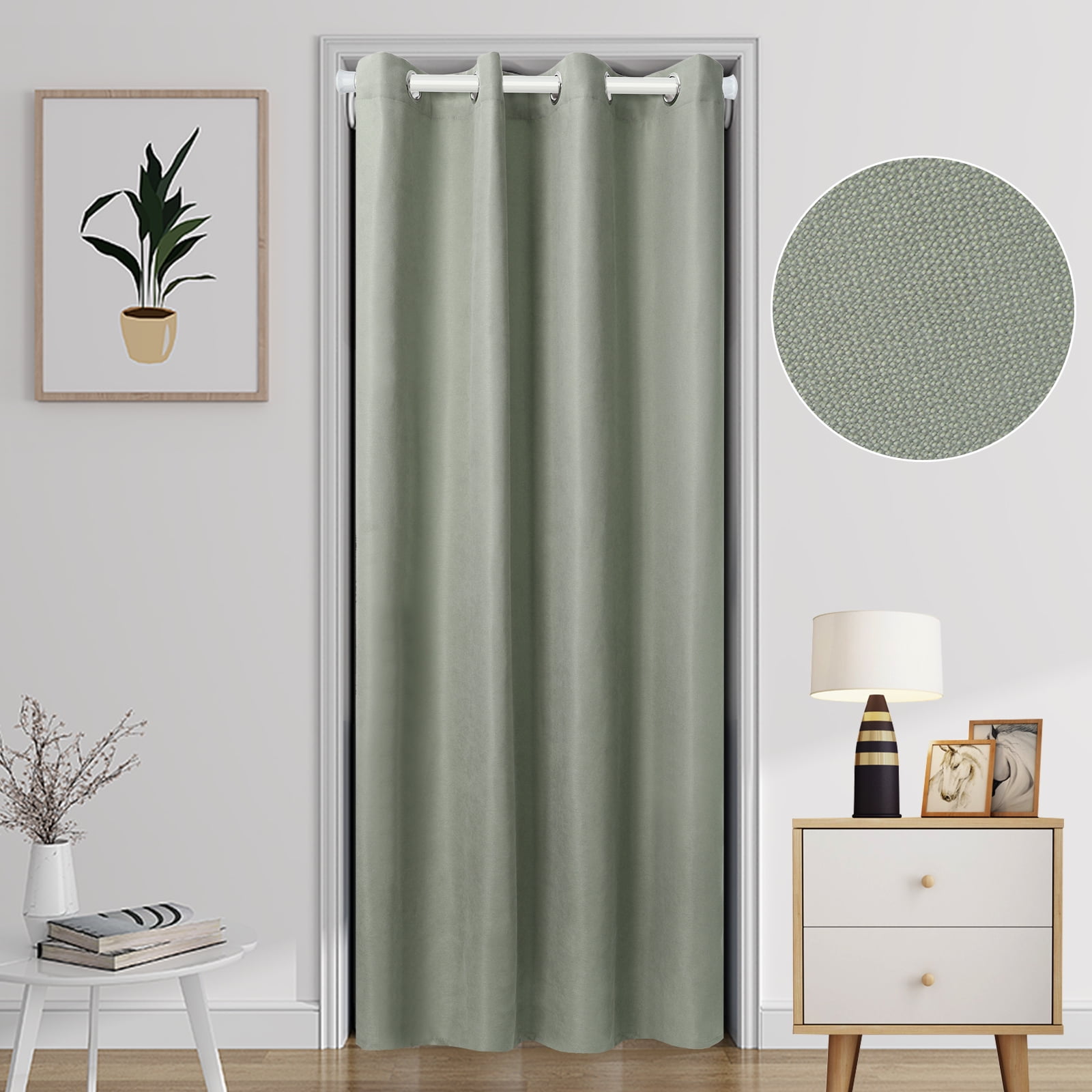 DONGPAI Linen Door Curtain for Doorway Privacy, Grommet Room Divider ...