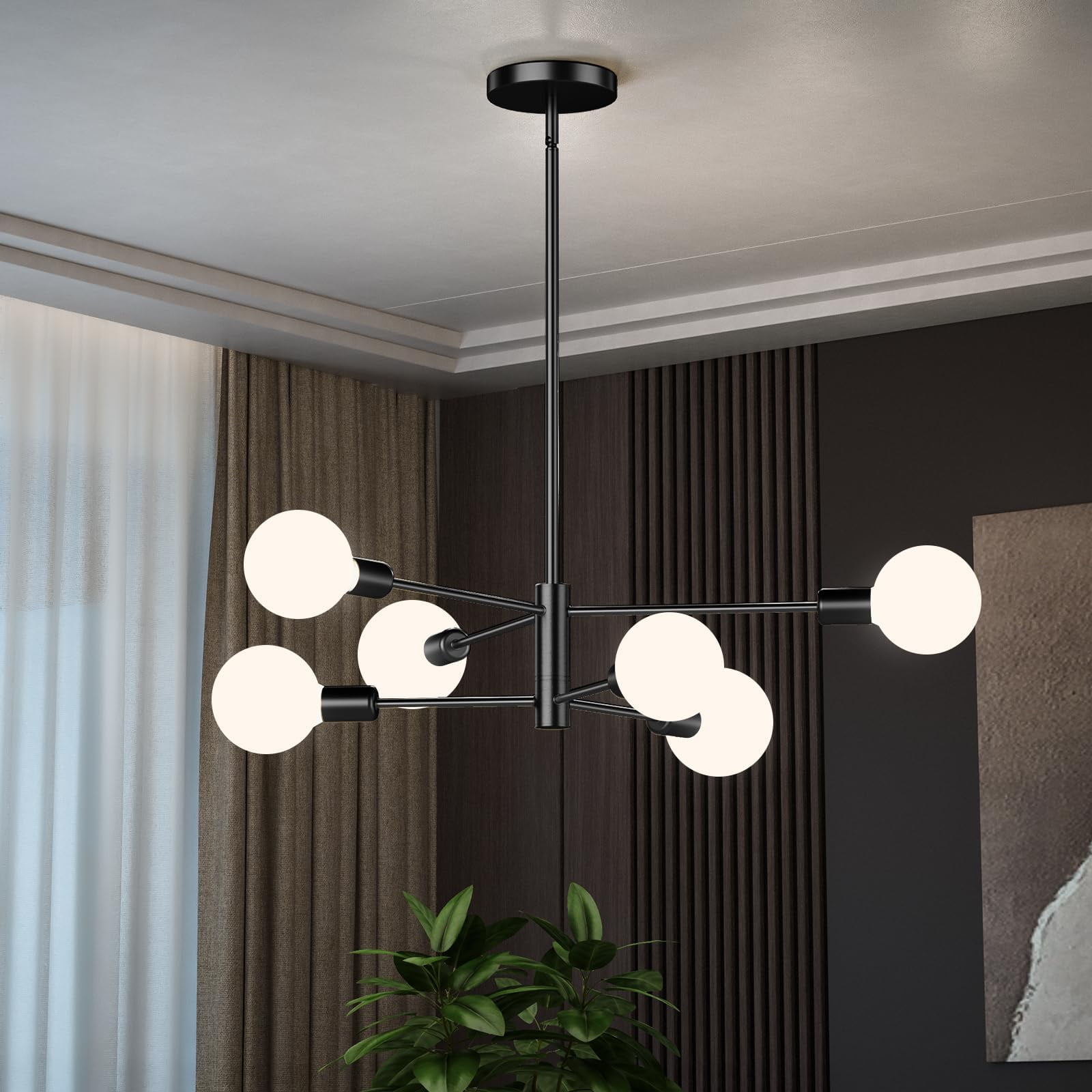 DONGPAI Modern Sputnik Chandelier 6-Light Industrial Ceiling Lights ...
