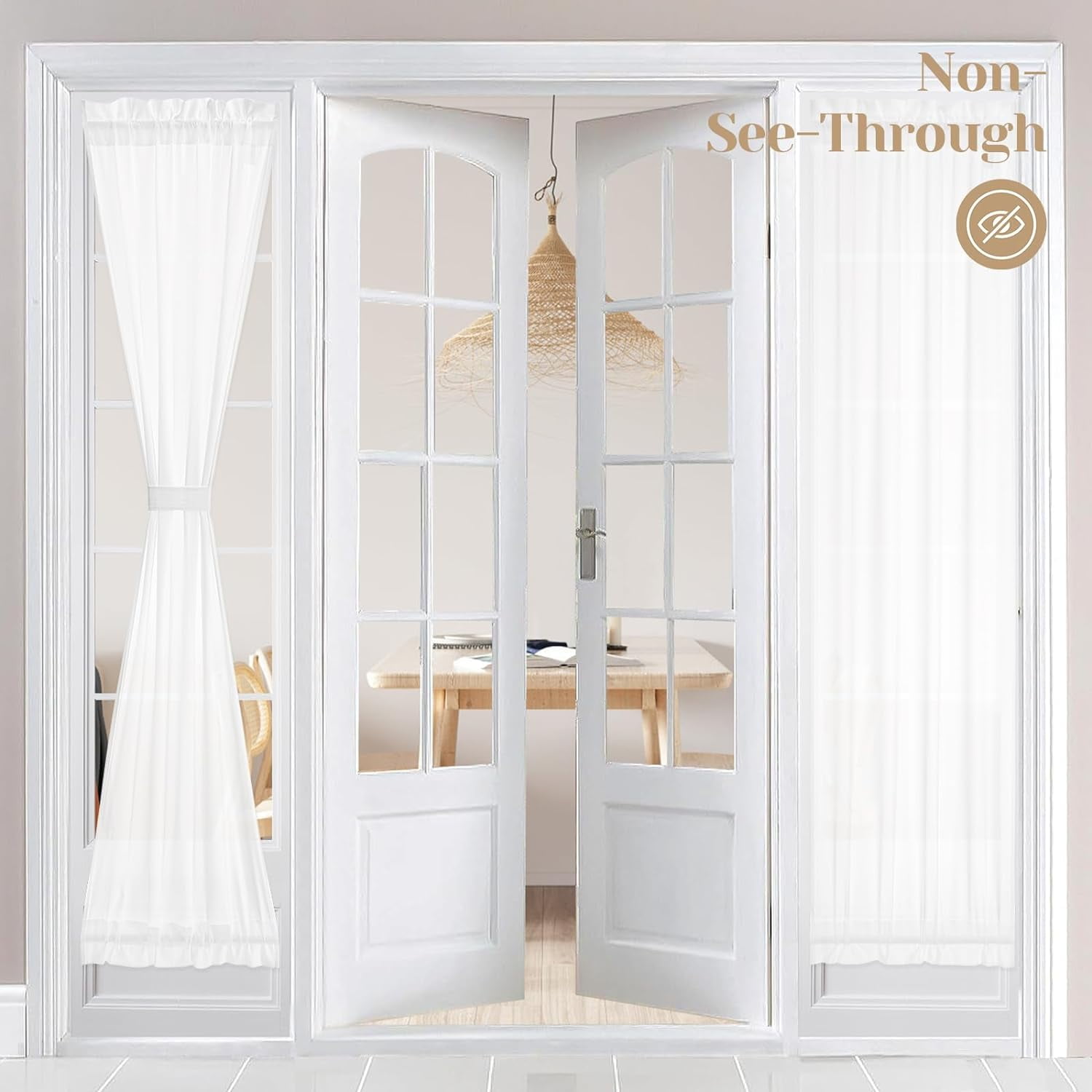 DONGPAI Non-See-Through Sidelight French Door Curtains, Rod Pocket ...