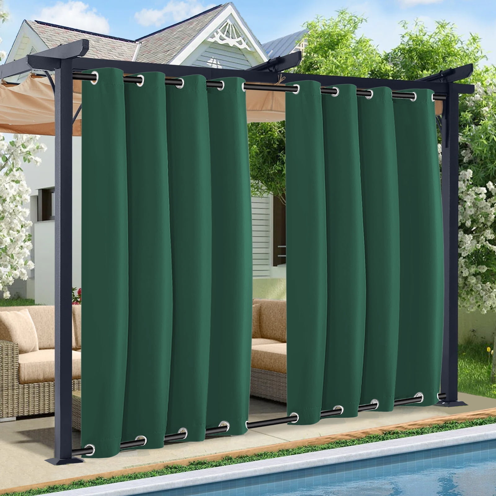 DONGPAI Outdoor Curtain for Patio Waterproof 52 x 108 Inch Windproof ...
