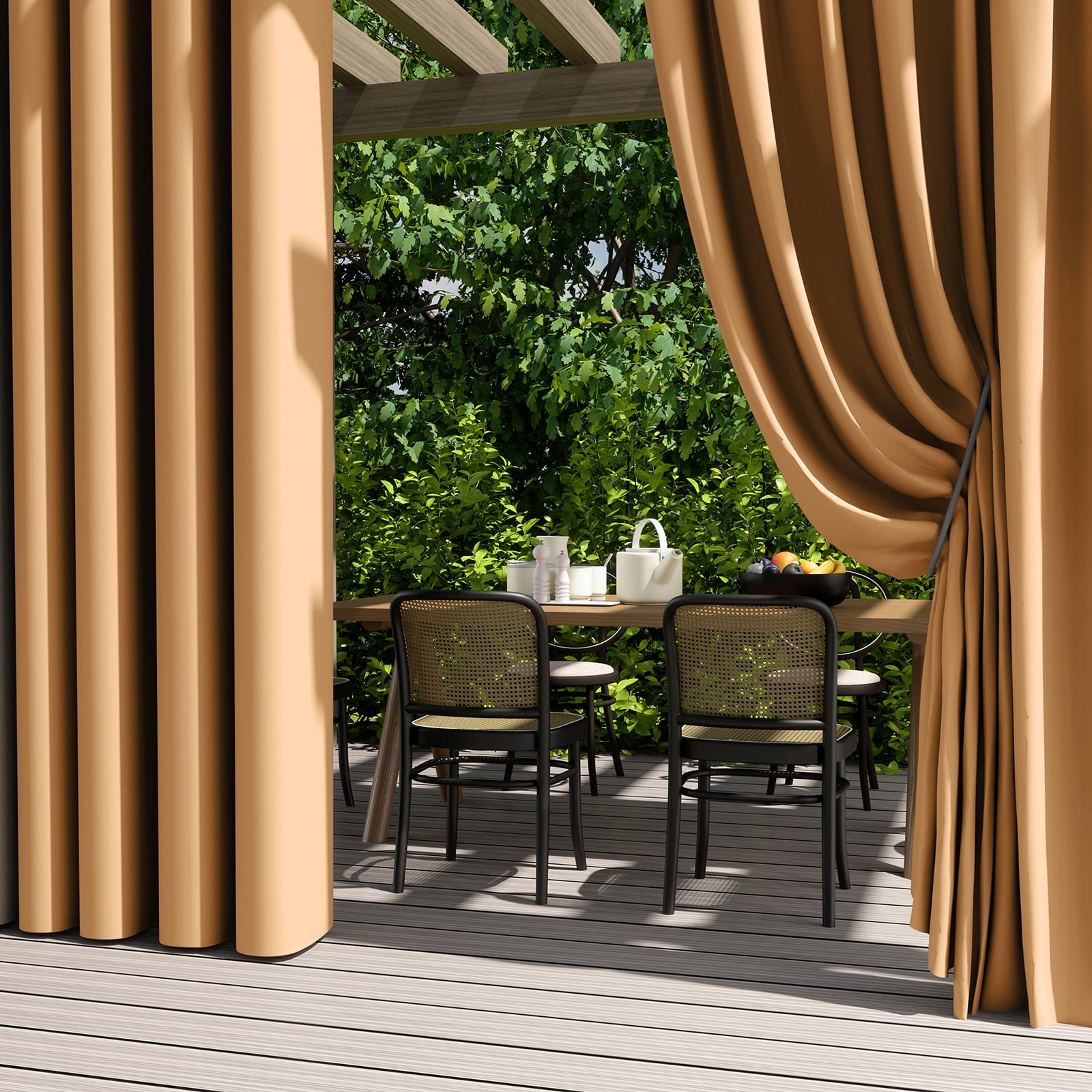 DONGPAI Outdoor Curtains for Patio Waterproof 52" x 84" Grommet Light ...