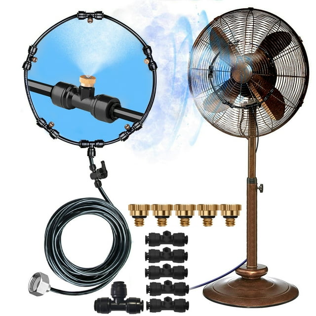 DONGPAI Outdoor Misting Fan Kit for Patio backyard, 5 Nozzle Mist Hose ...