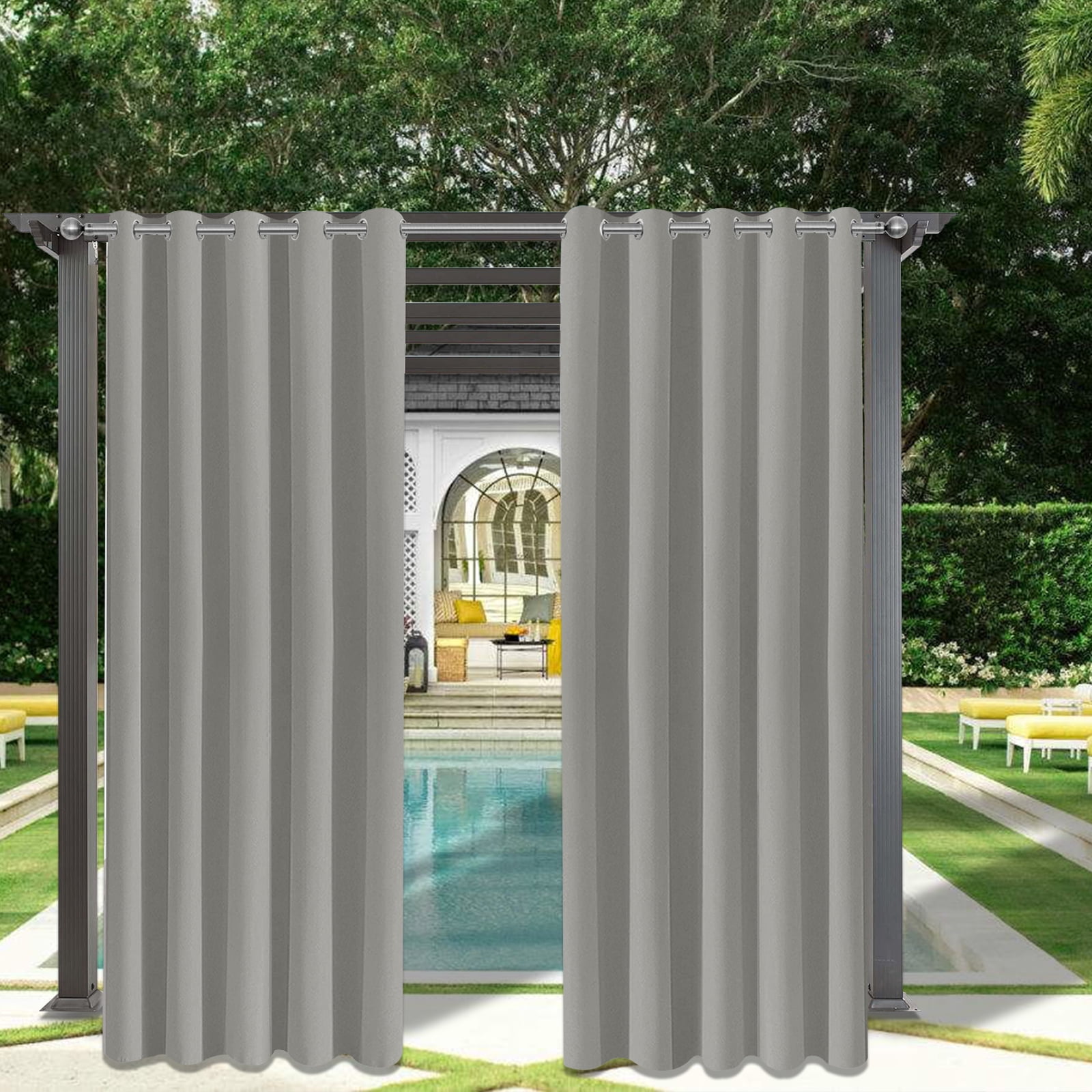 DONGPAI Outdoor Patio Curtain, Weighted Waterproof Drapes Grommet ...