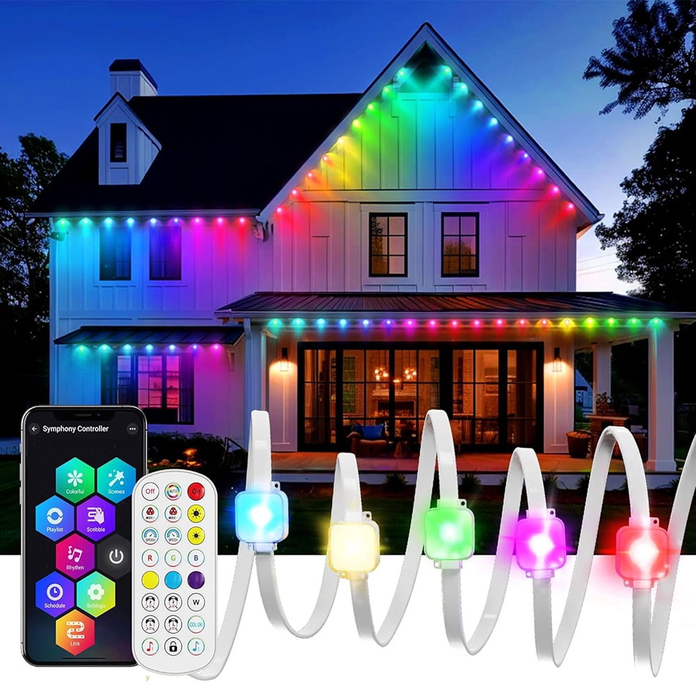 DONGPAI Permanent Outdoor Lights, 50Ft IP67 Waterproof RGBIC LED Eaves ...