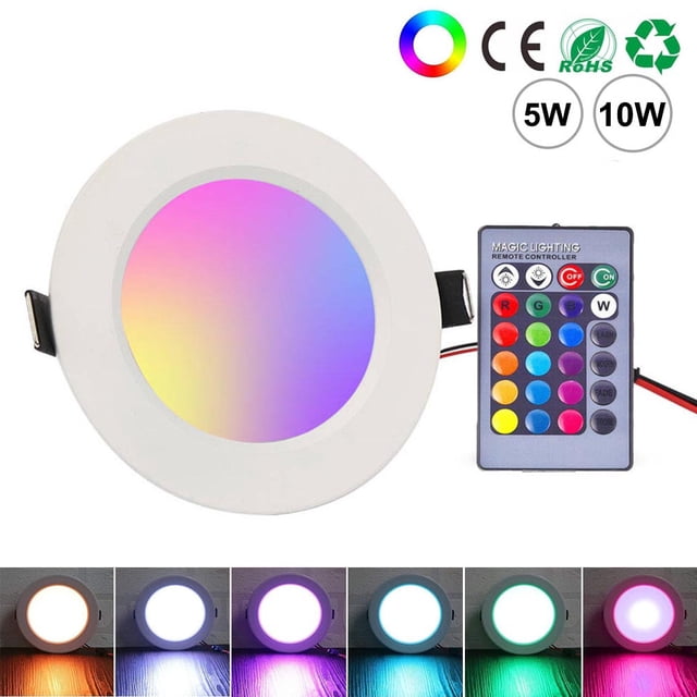 DONGPAI RGB LED Ceiling Light Recessed Round Downlight 5W 10W 16 Colors ...