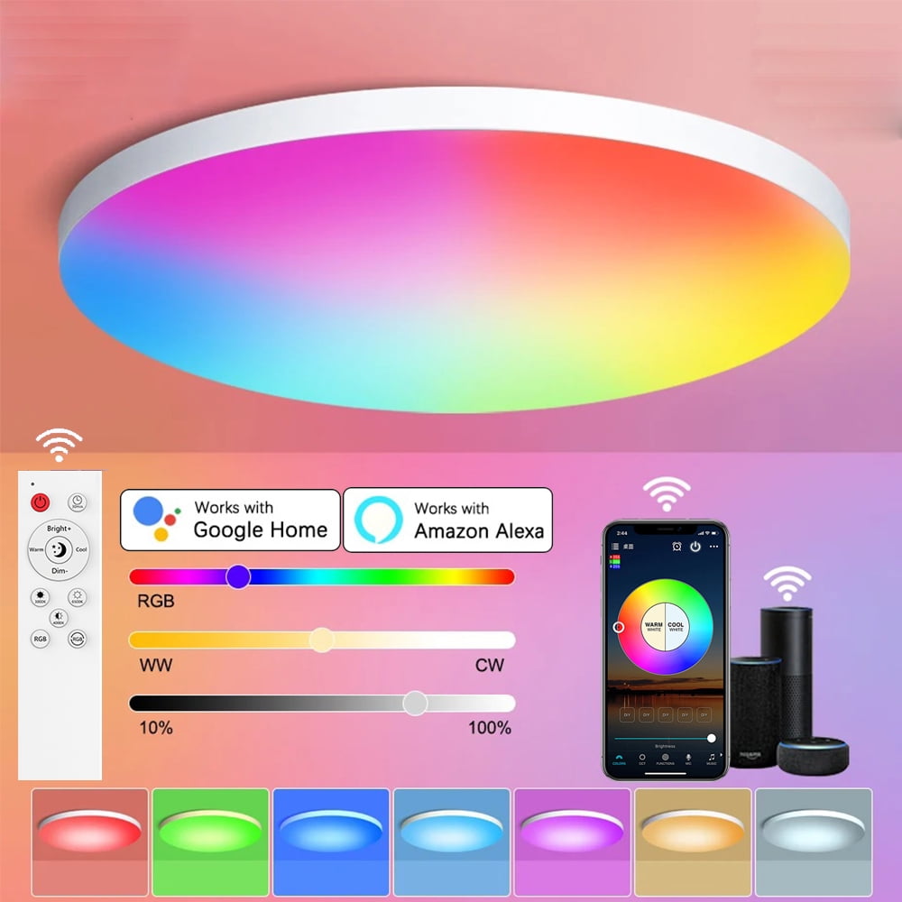 DONGPAI Smart Ceiling Light - Wireless Bluetooth 48W Living Room Light ...