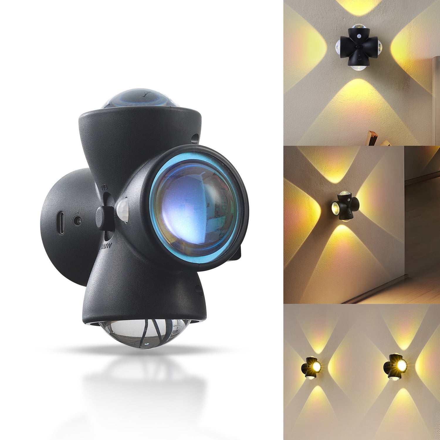 DONGPAI Rechargeable LED Night Light with Motion Sensor, 4-Head ...