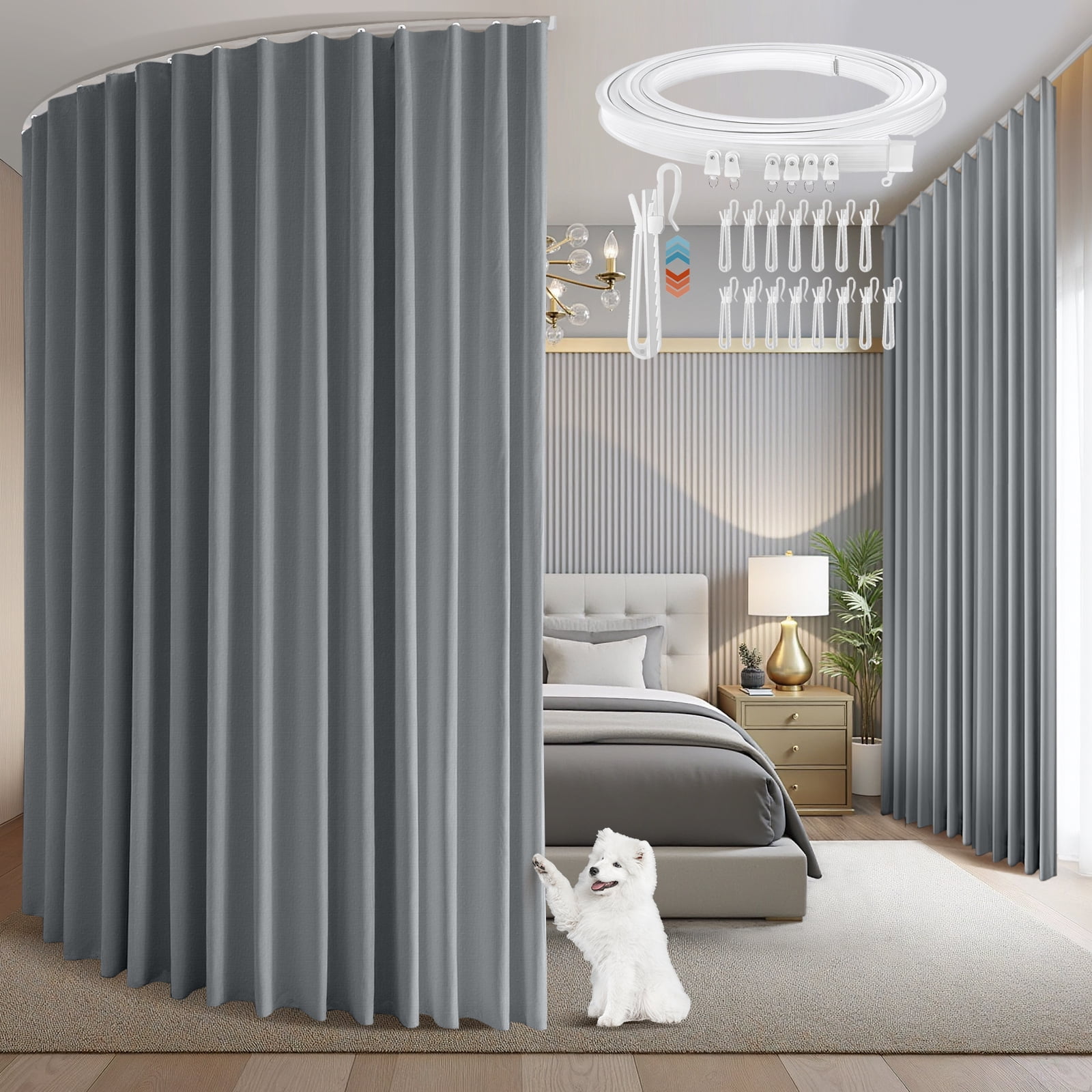 DONGPAI Room Divider Curtains Blackout Privacy Curtain Flexible Ceiling ...