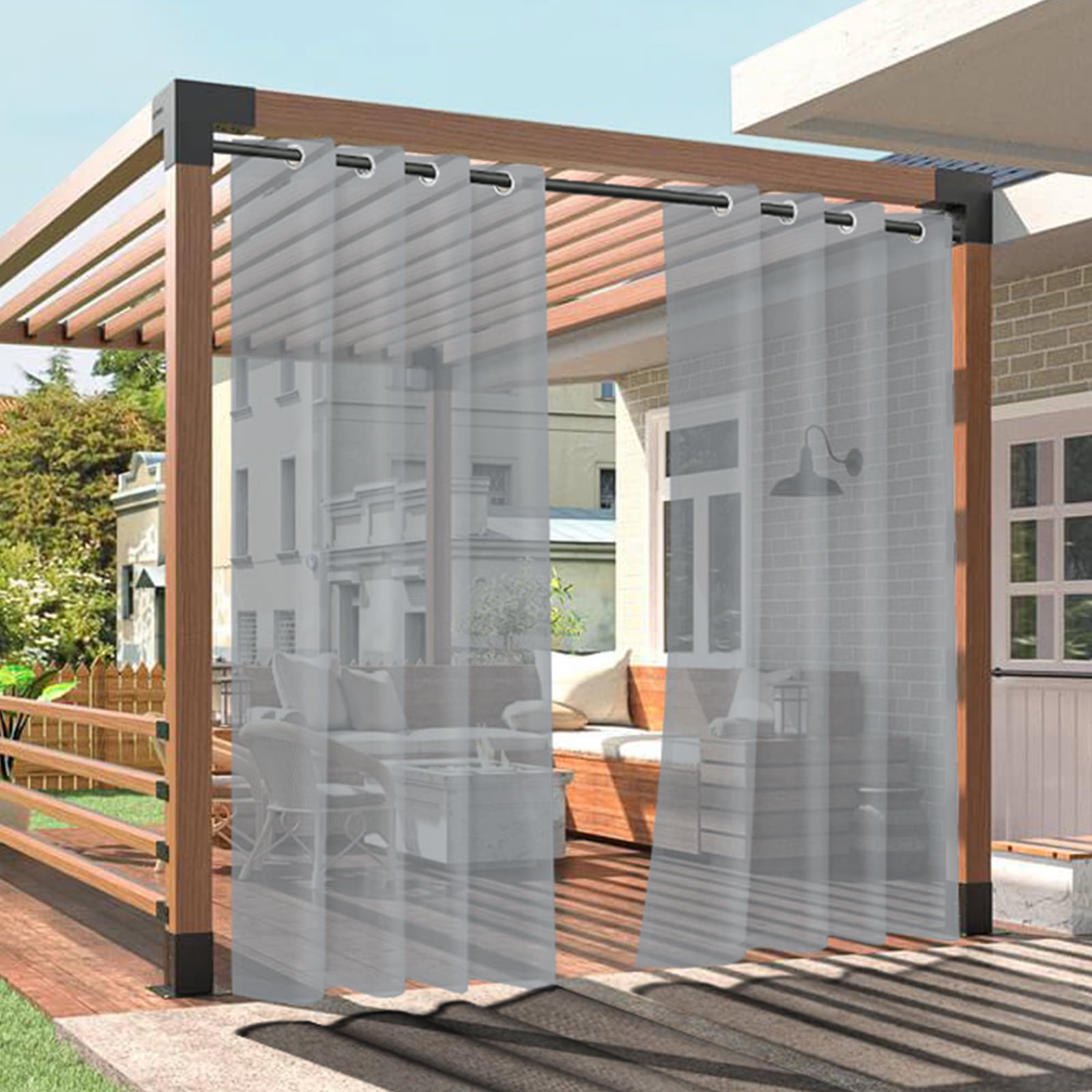 DONGPAI Sheer Outdoor Curtains for Patio Waterproof, Breathable Grommet ...