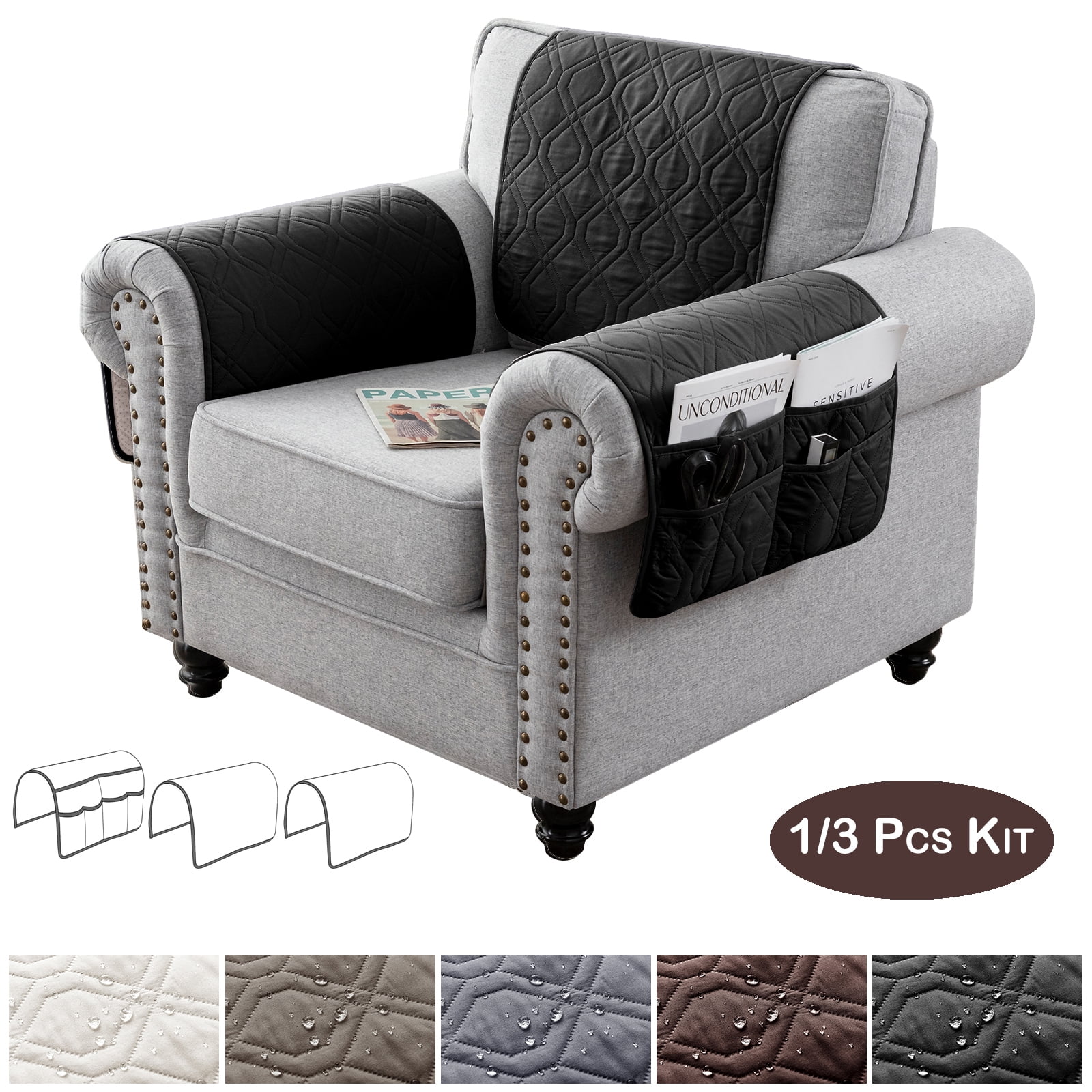 Dongpai Sofa Armrest Organizer Couch Storage With Side Pockets For Recliner Couch Armchair Caddy