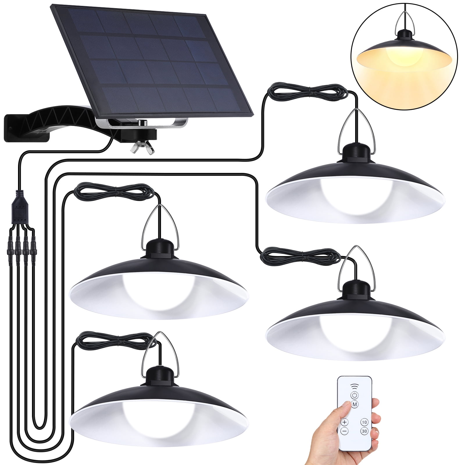 DONGPAI Solar Pendant Lights Remote Control LED Solar Shed Lights ...