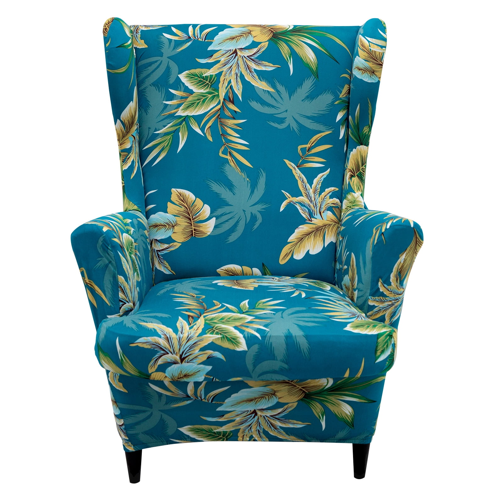 DONGPAI Stretch Wingback Chair Cover Printed Wing Chair Slipcovers ...