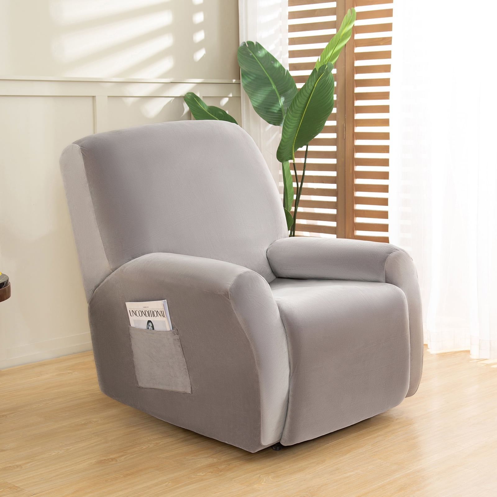 DONGPAI Velvet Recliner Covers 4 Pieces Individually for Easy-Cleaned ...