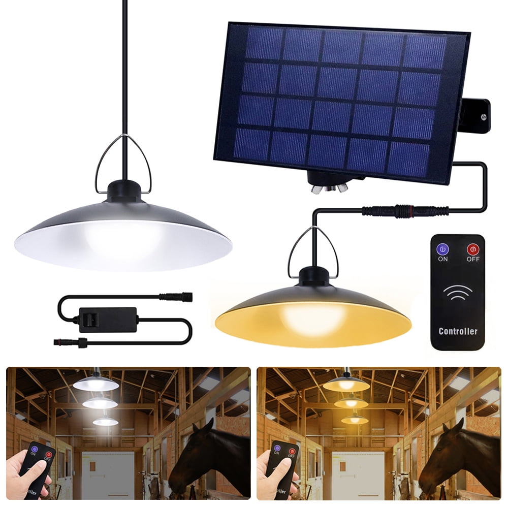 DONGPAI Vintage Solar Pendant Lights Remote Control, 1/2/3/4 Head Solar ...