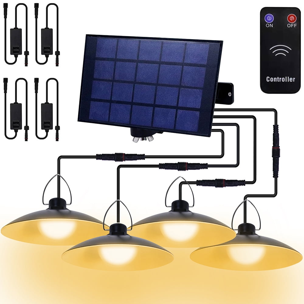 DONGPAI Vintage Solar Pendant Lights Remote Control, 1/2/3/4 Head Solar ...