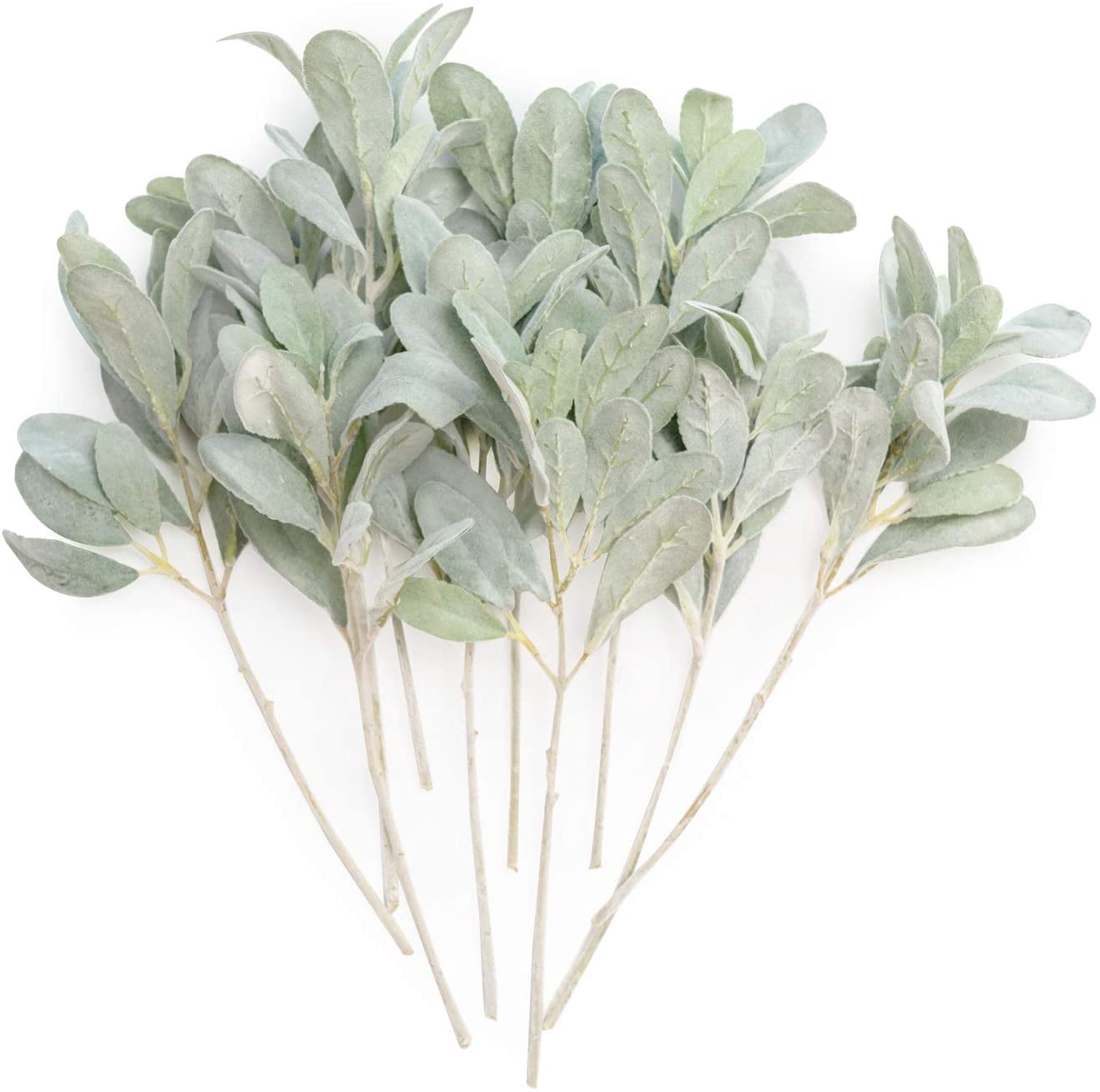 DONGTIAN Artificial Plants Lambs Ear Branches,10Pcs 17.5"Tall Fake ...