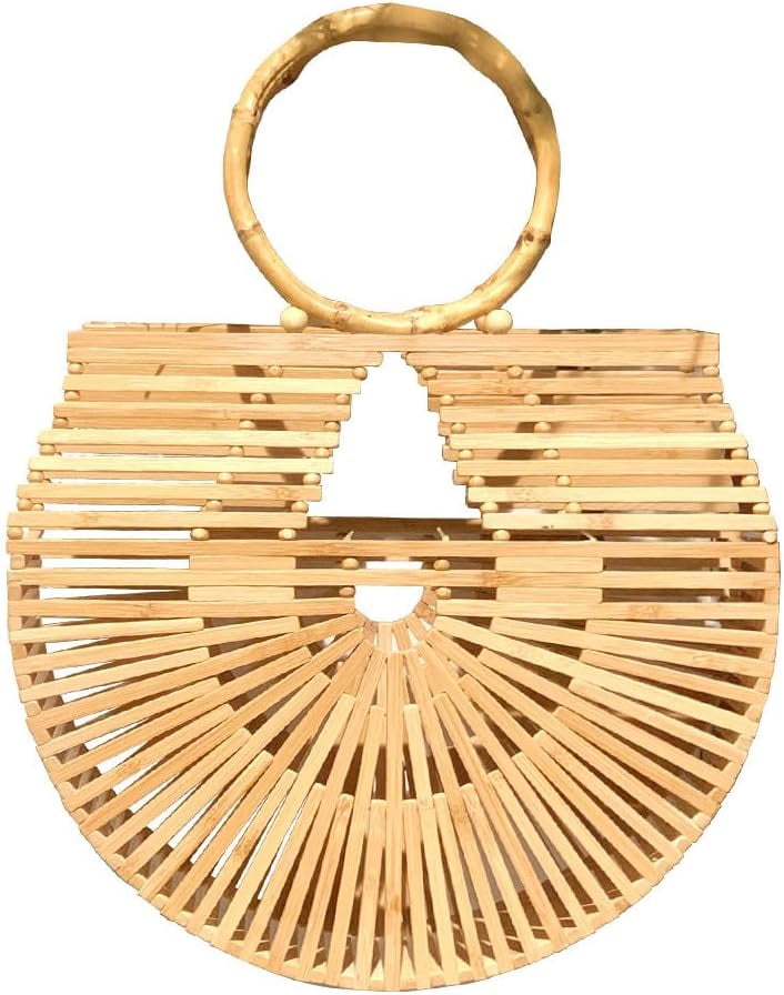 DONGTIAN Bamboo Bags for Women Handmade Bamboo Women Handbag Large Tote ...