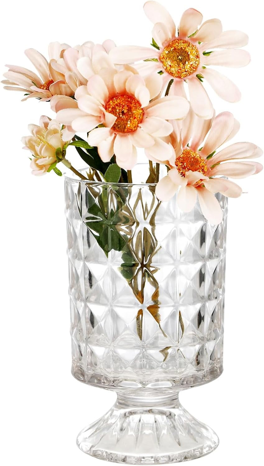 DONGTIAN Pedestal Base Glass Vase wide mouth vases for flowers ...