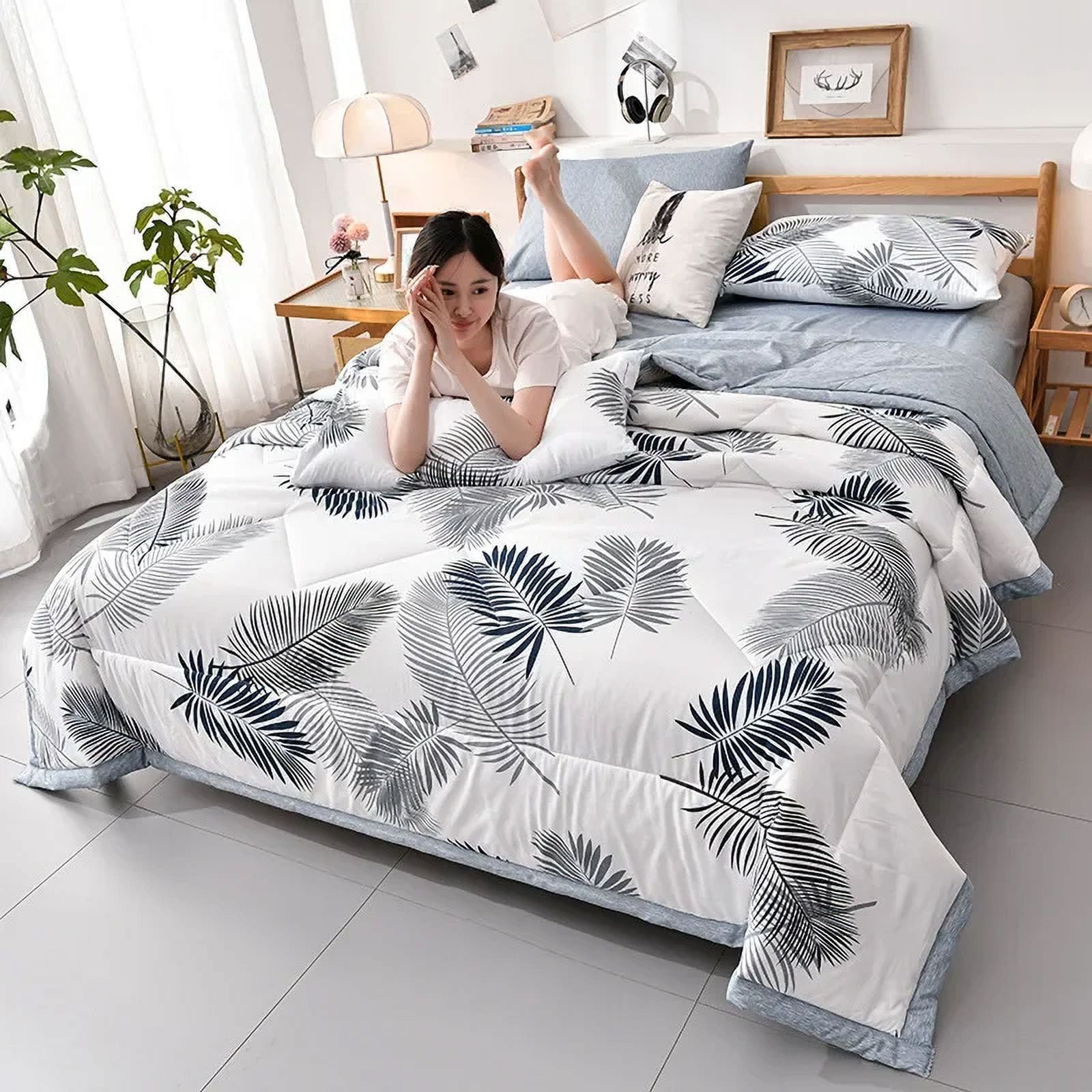 DONGTIAN Plaid Summer Cool Quilt Washed Cotton Comfortable Lightweight ...