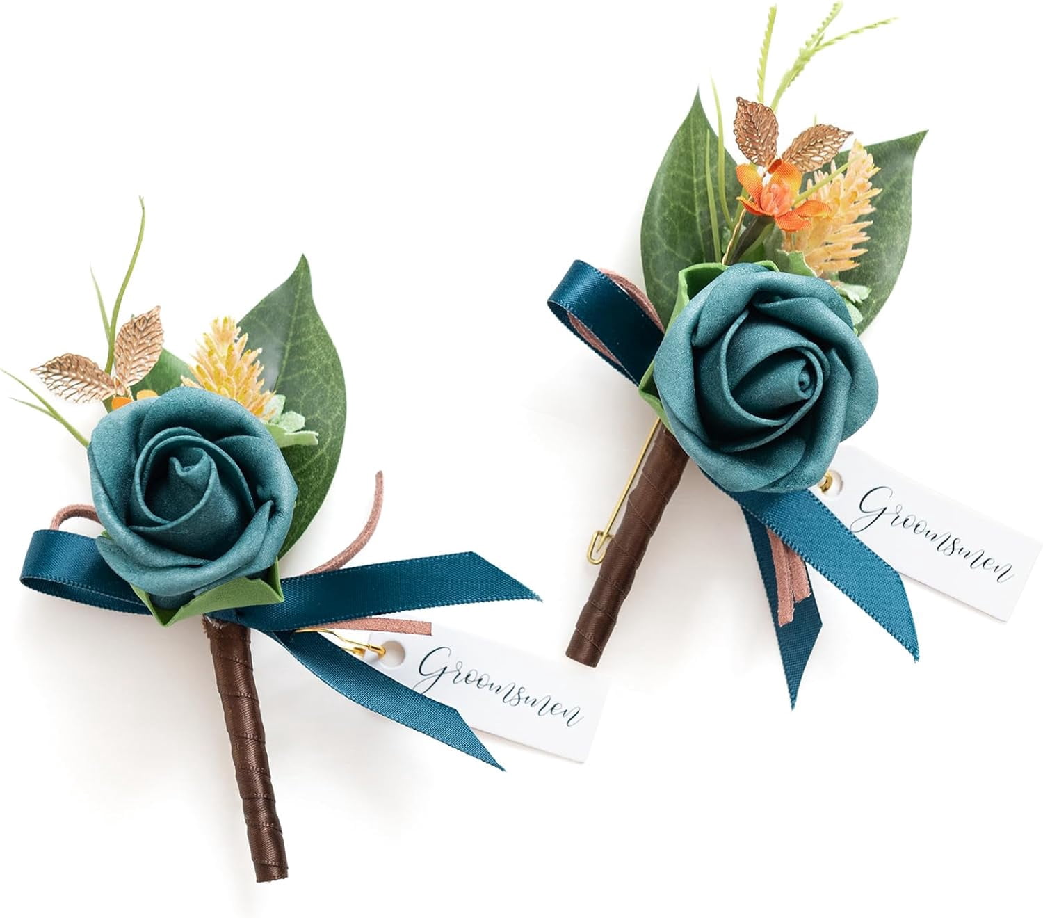DONGTIAN Set of 2 Boutonniere for Men for Wedding Groom Groomsmen ...