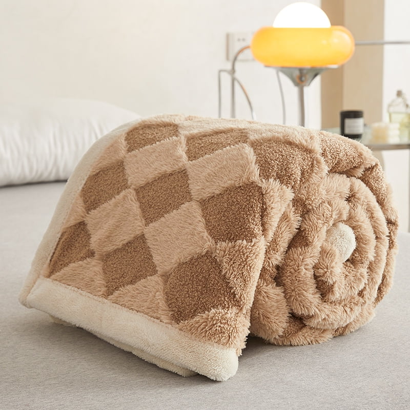 DONGTIAN Teddy rabbit velvet blended jacquard double-layer blanket can ...