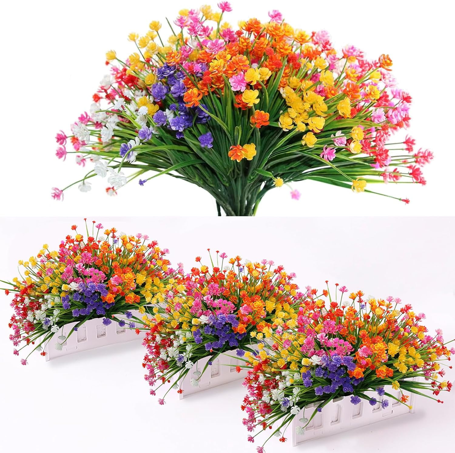 DONGTIAN Tinsow 24 Bundles Artificial Outdoor Flowers Plastic Flowers ...