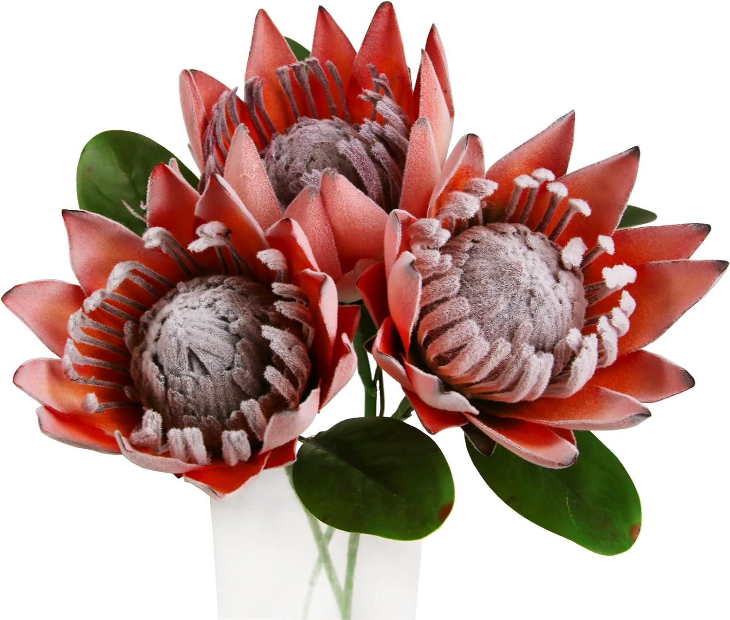 DONGTIAN Tinsow Artificial Protea Cynaroides for Flower Arrangements, Faux Protea for Table ...