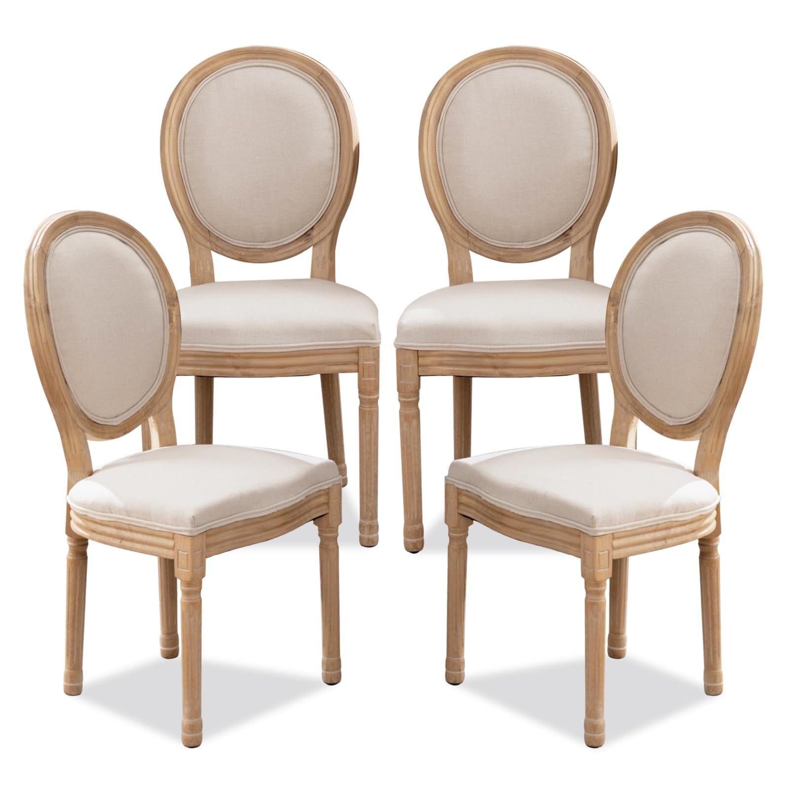 DONICK French Upholstered Dining Chairs,Farmhouse Round Back Tufted ...