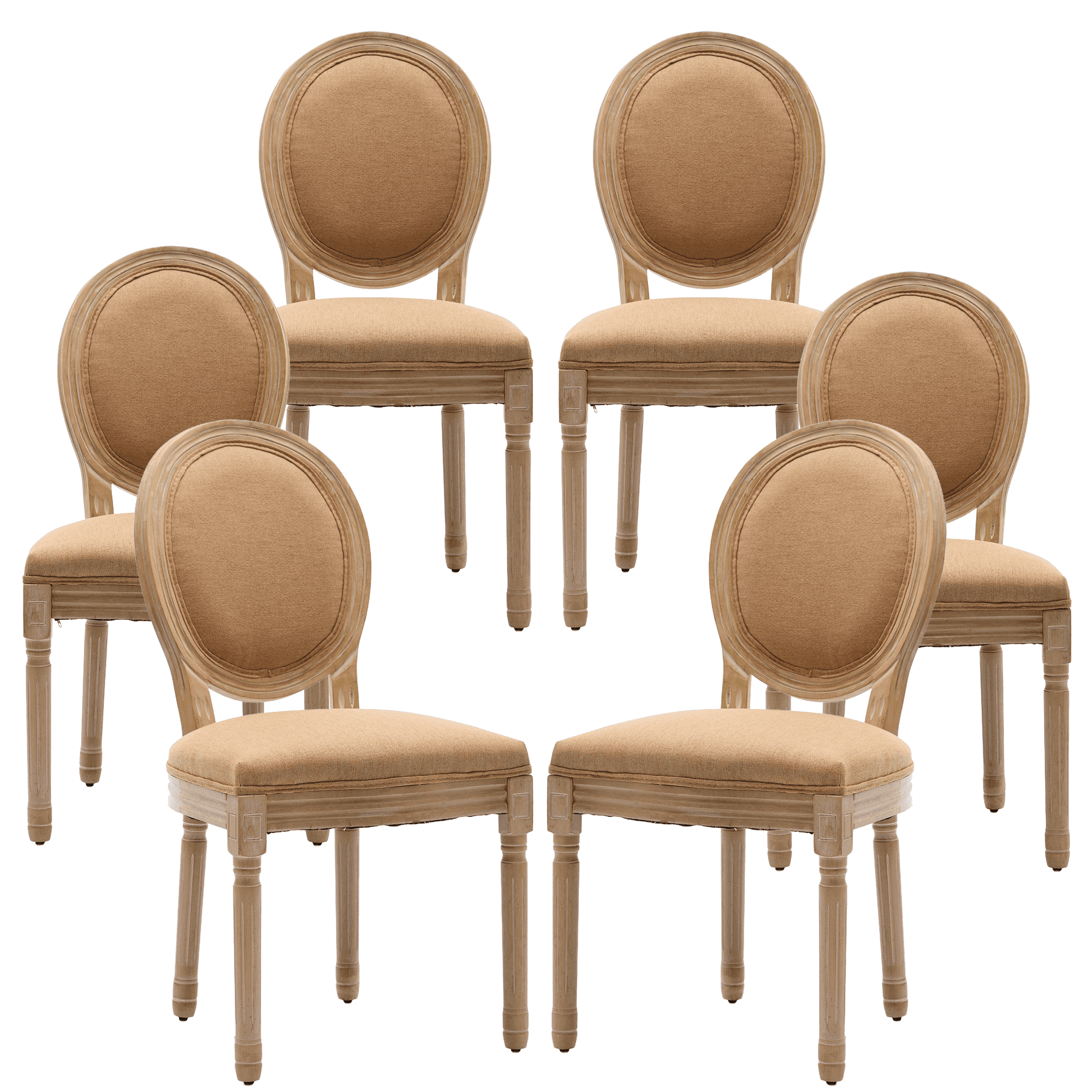DONICK French Upholstered Dining Chairs,Farmhouse Round Back Tufted ...