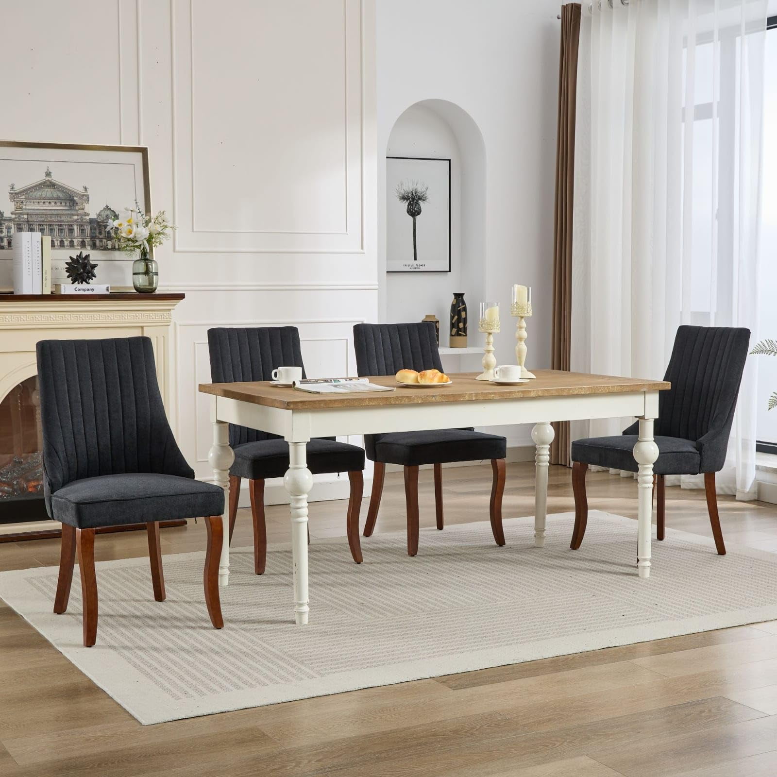 DONICK Mid Century Upholstered Dining Chairs, High Back Side Chairs ...