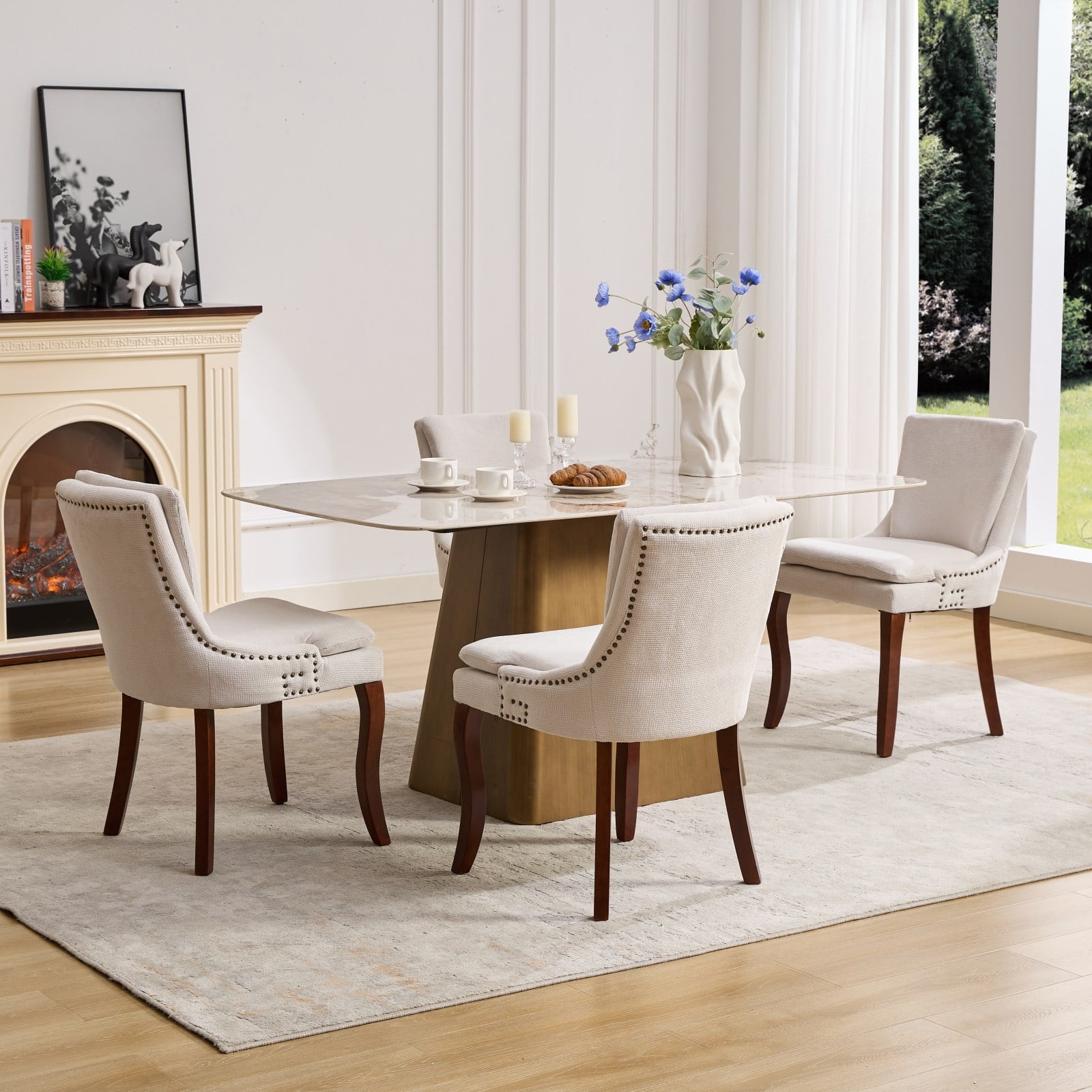 DONICK Modern Dining Chairs,Chenille Fabric Kitchen Dining Room Chairs ...