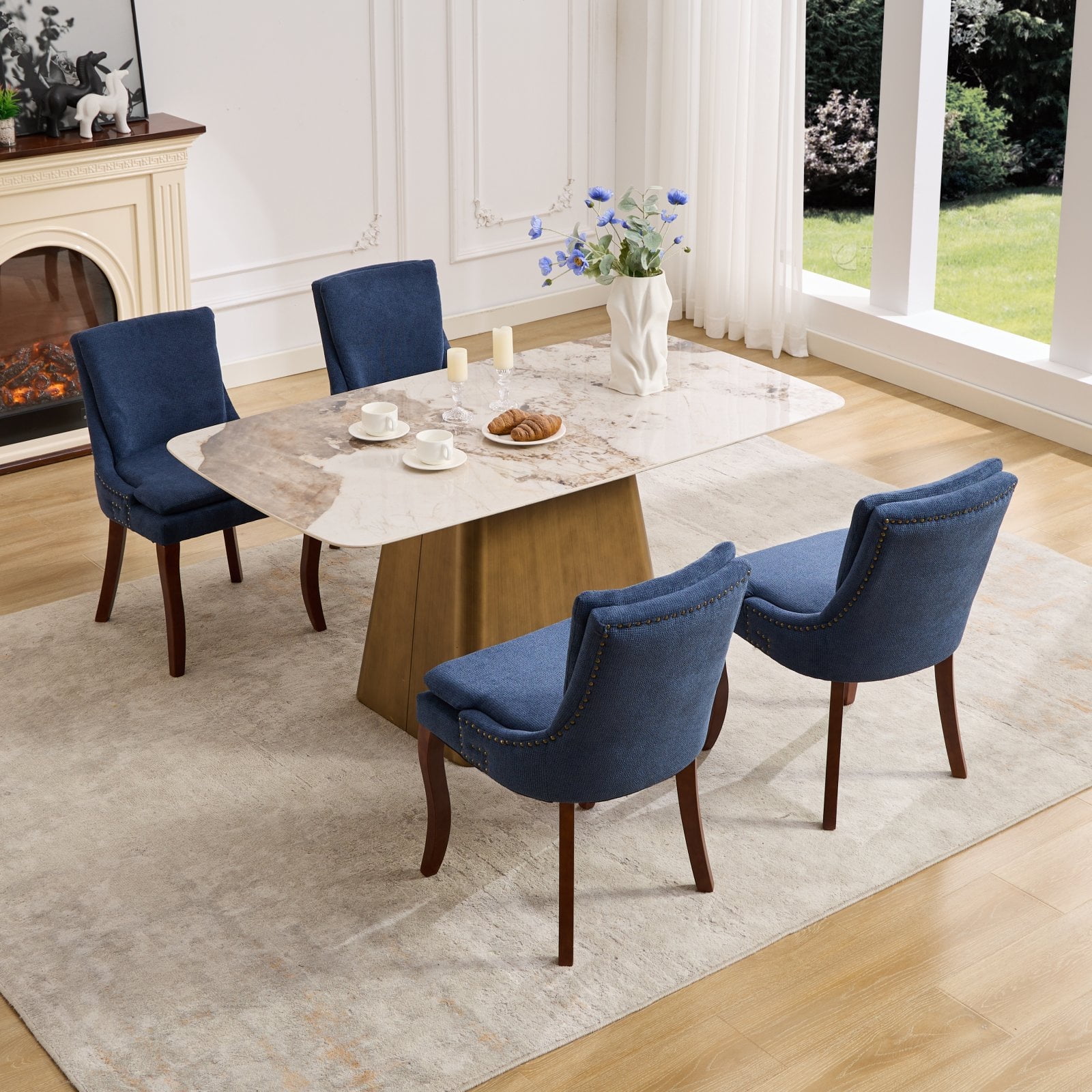 DONICK Modern Dining Chairs,Chenille Fabric Kitchen Dining Room Chairs ...