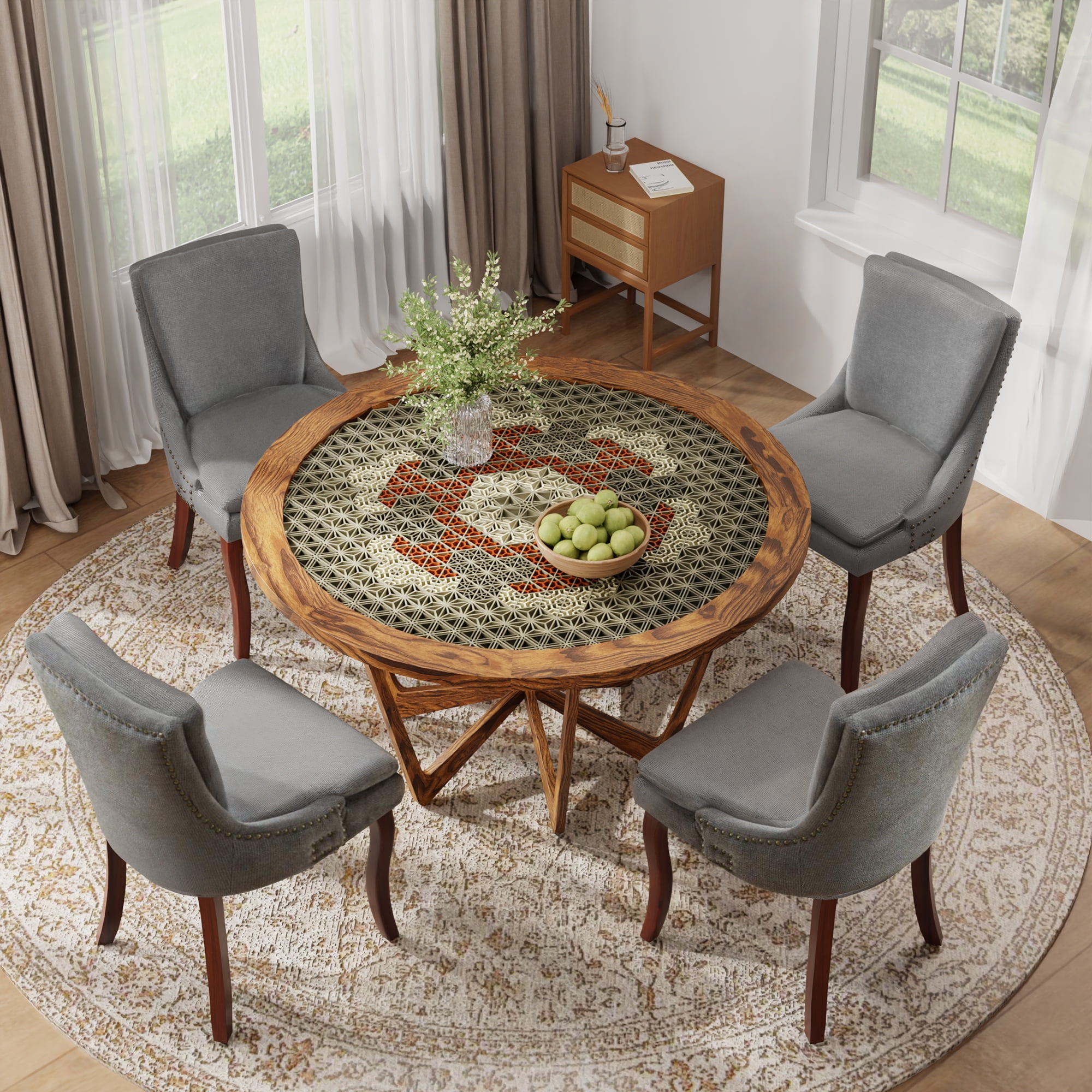 DONICK Modern Dining Chairs,Chenille Fabric Kitchen Dining Room Chairs ...