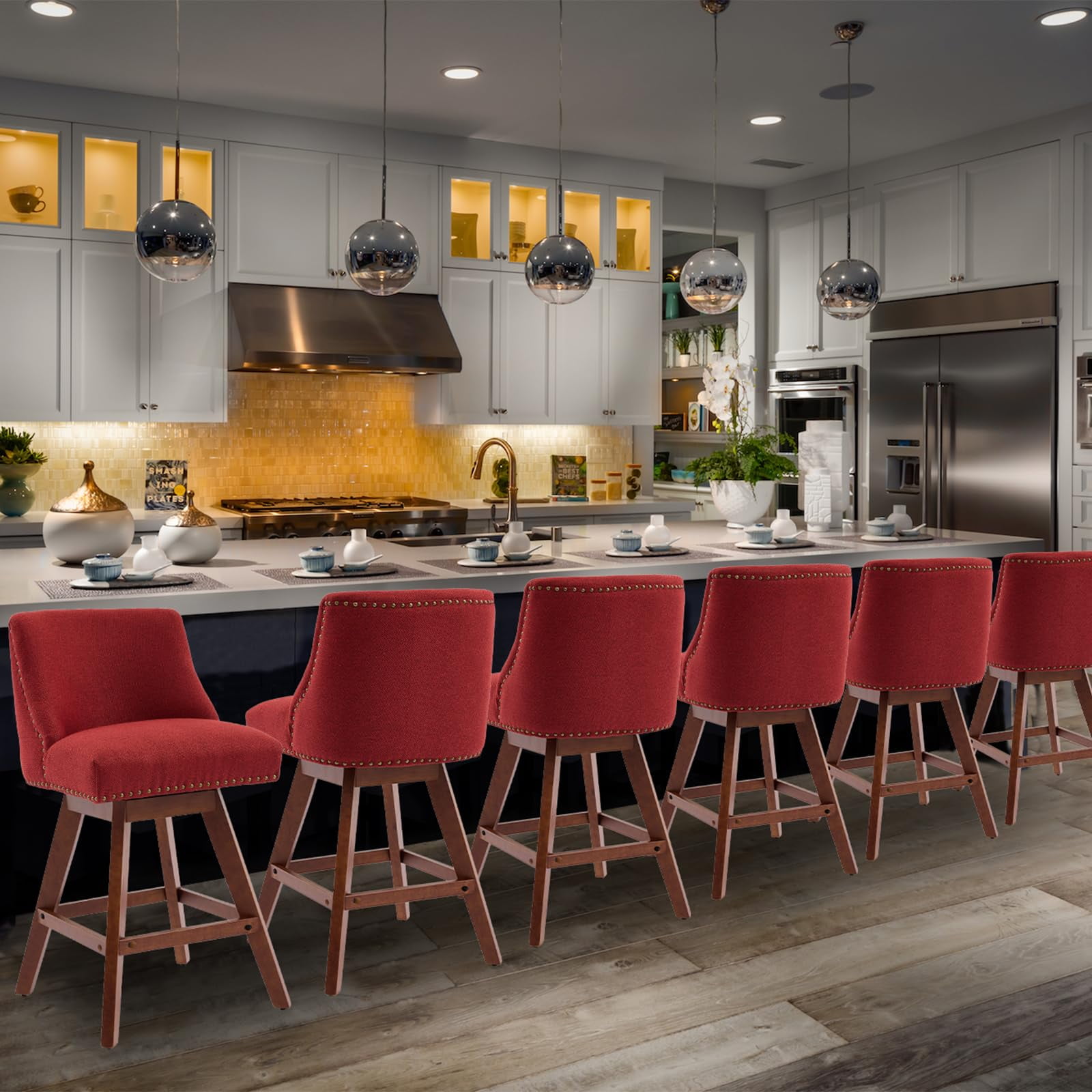DONICK Swivel Counter Height Bar Stools,Modern Fabric Upholstered ...